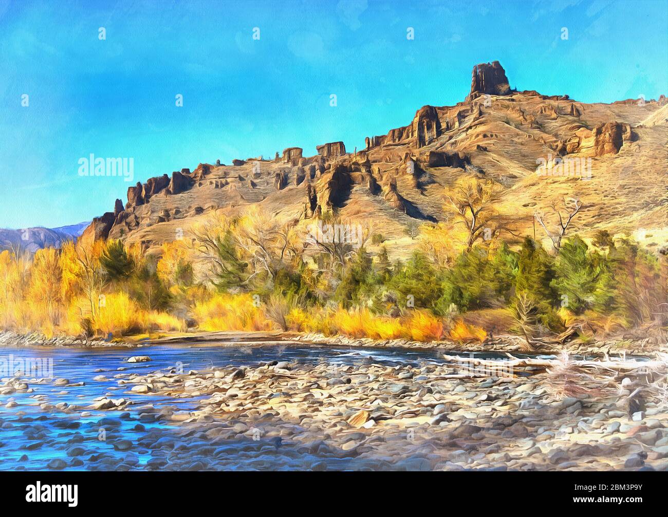 Yellowstone river painting hi-res stock photography and images - Alamy