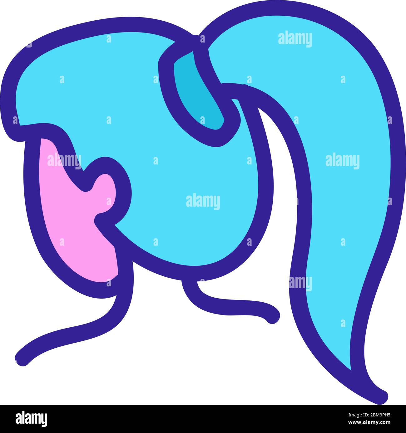 ponytail hairstyle rear view icon vector outline illustration Stock ...