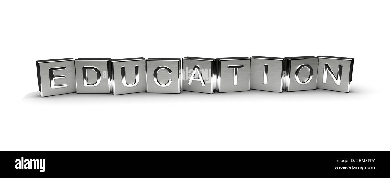 Metal Education Text (isolated on white background Stock Photo - Alamy
