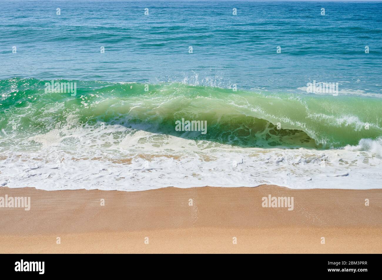 atlantic green waves crashing on the beach at north beach, Nazaré Stock ...
