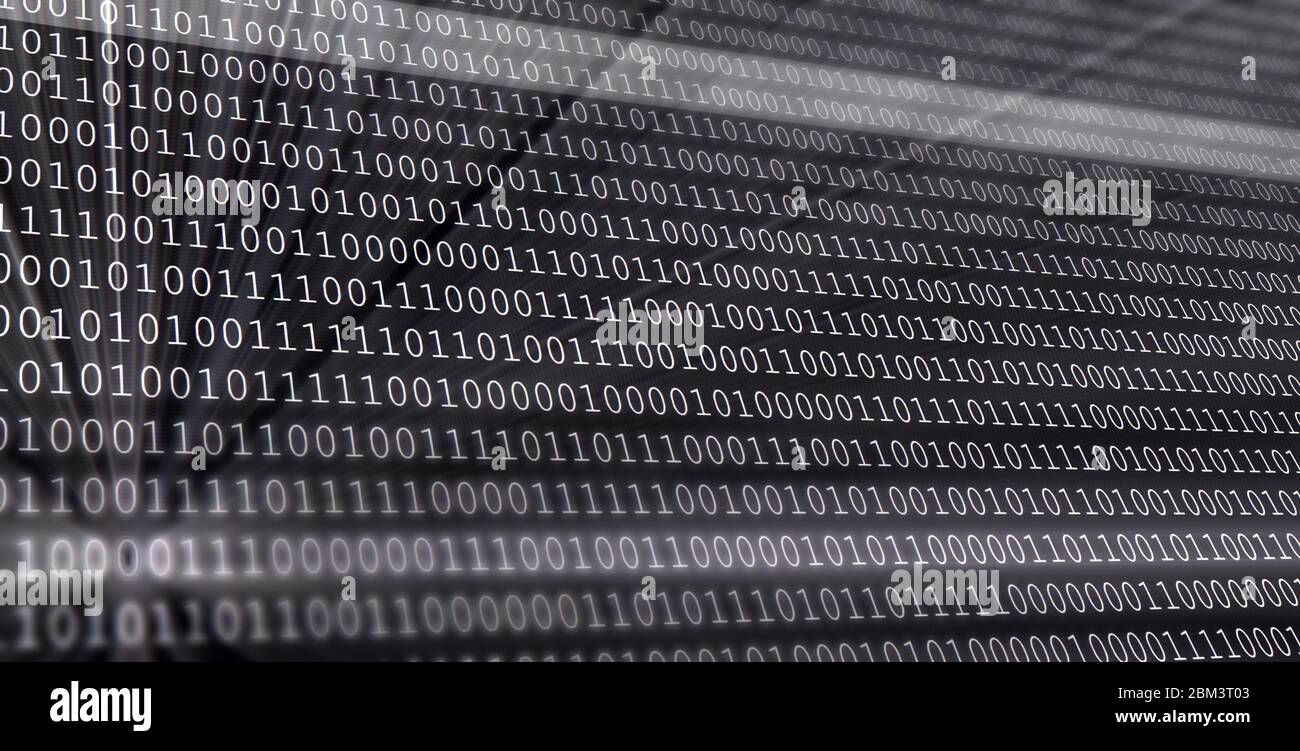 Colorful digital binary data digits and streaming binary code ...