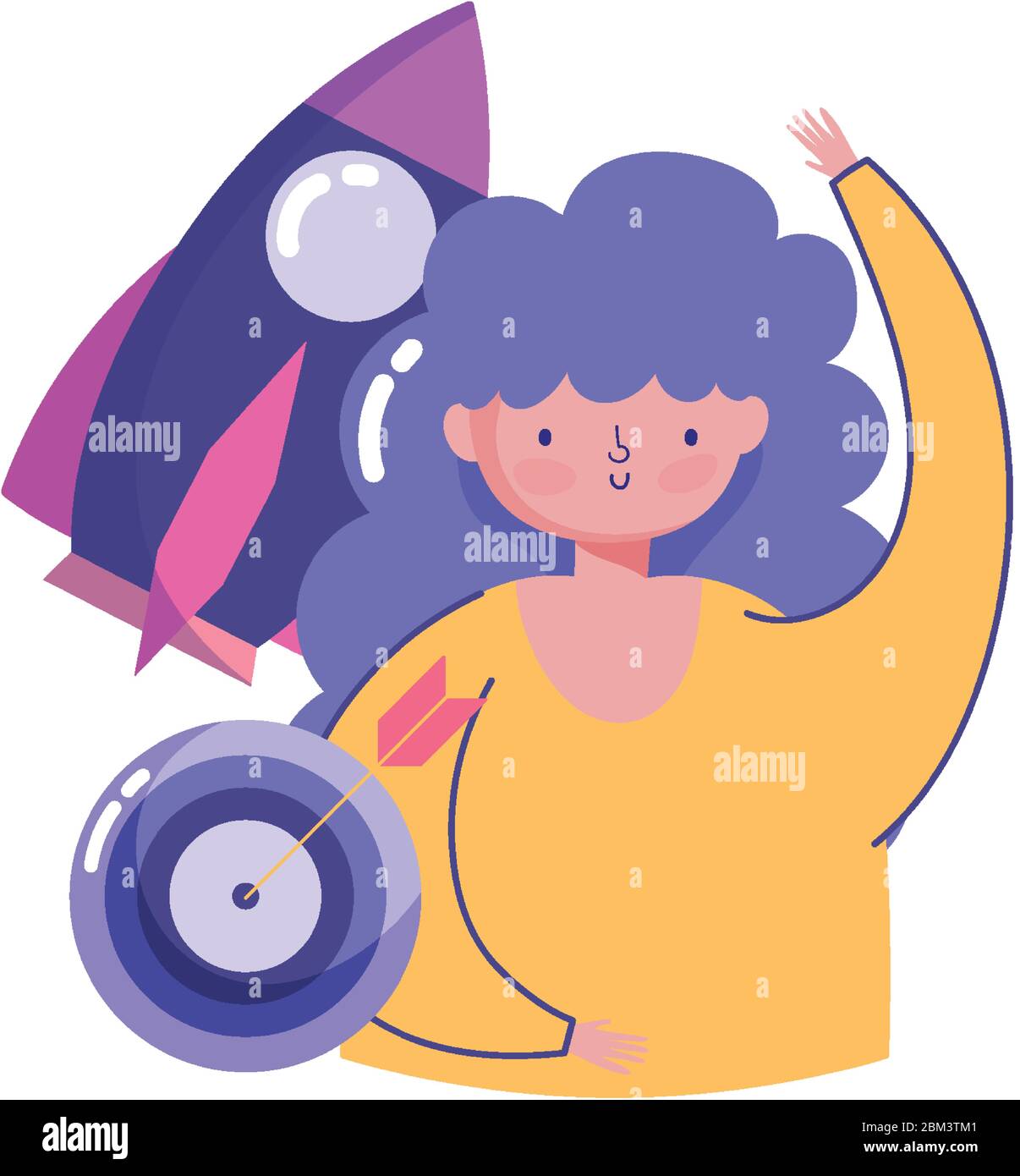 people creativity technology, girl target rocket startup strategy idea ...