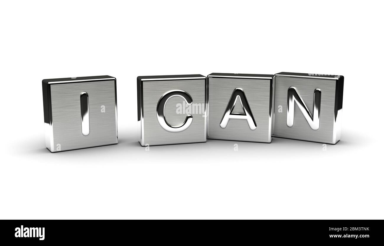 Metal I Can Text (Isolated on white background Stock Photo - Alamy