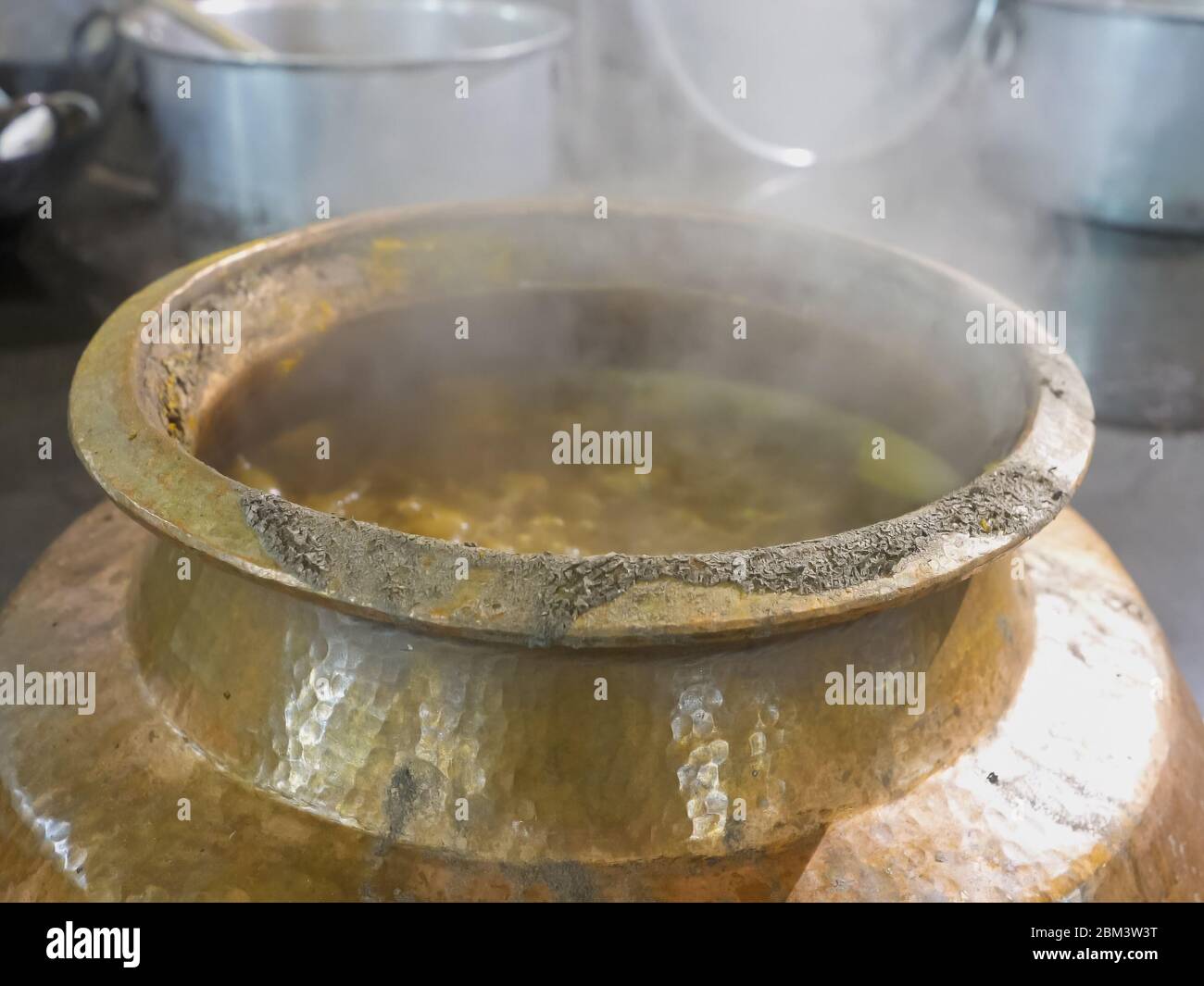 pot of dahl cooking at gurudwara bangla sahib sikh temple in delhi ...