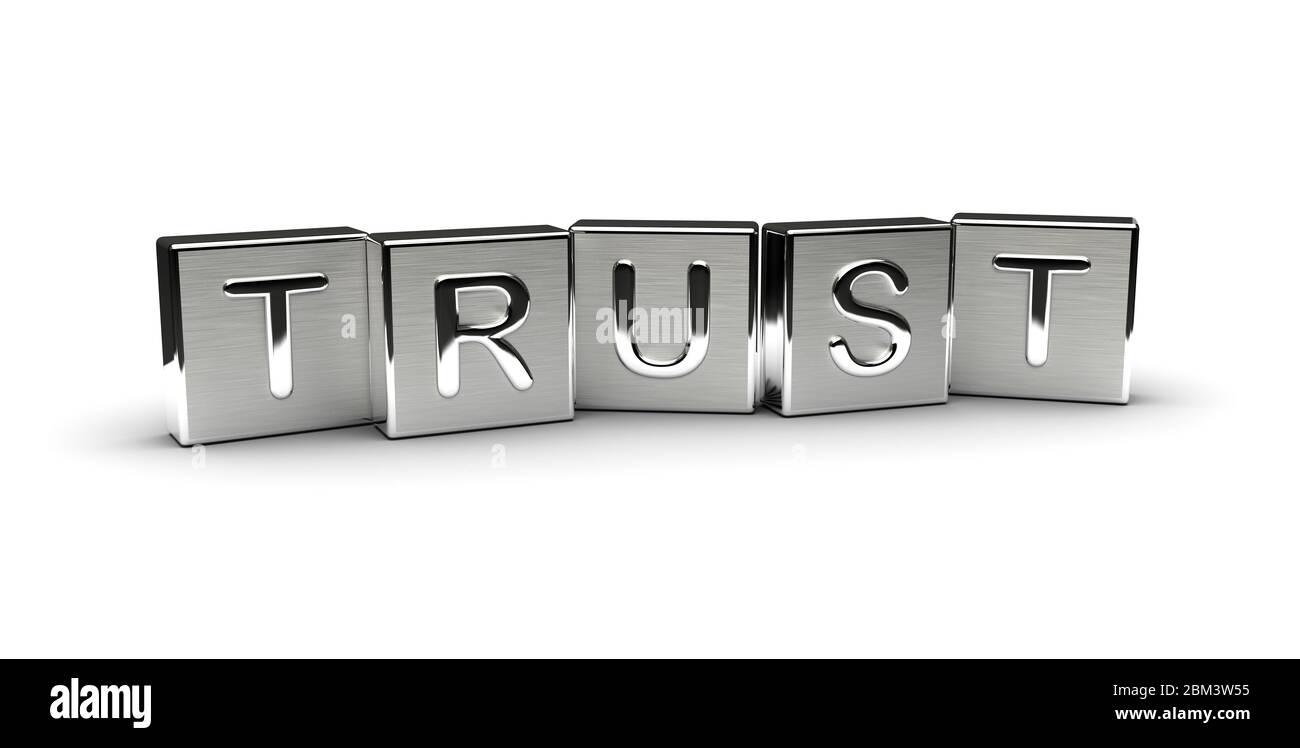 Metal Trust Text (Isolated on white background Stock Photo - Alamy