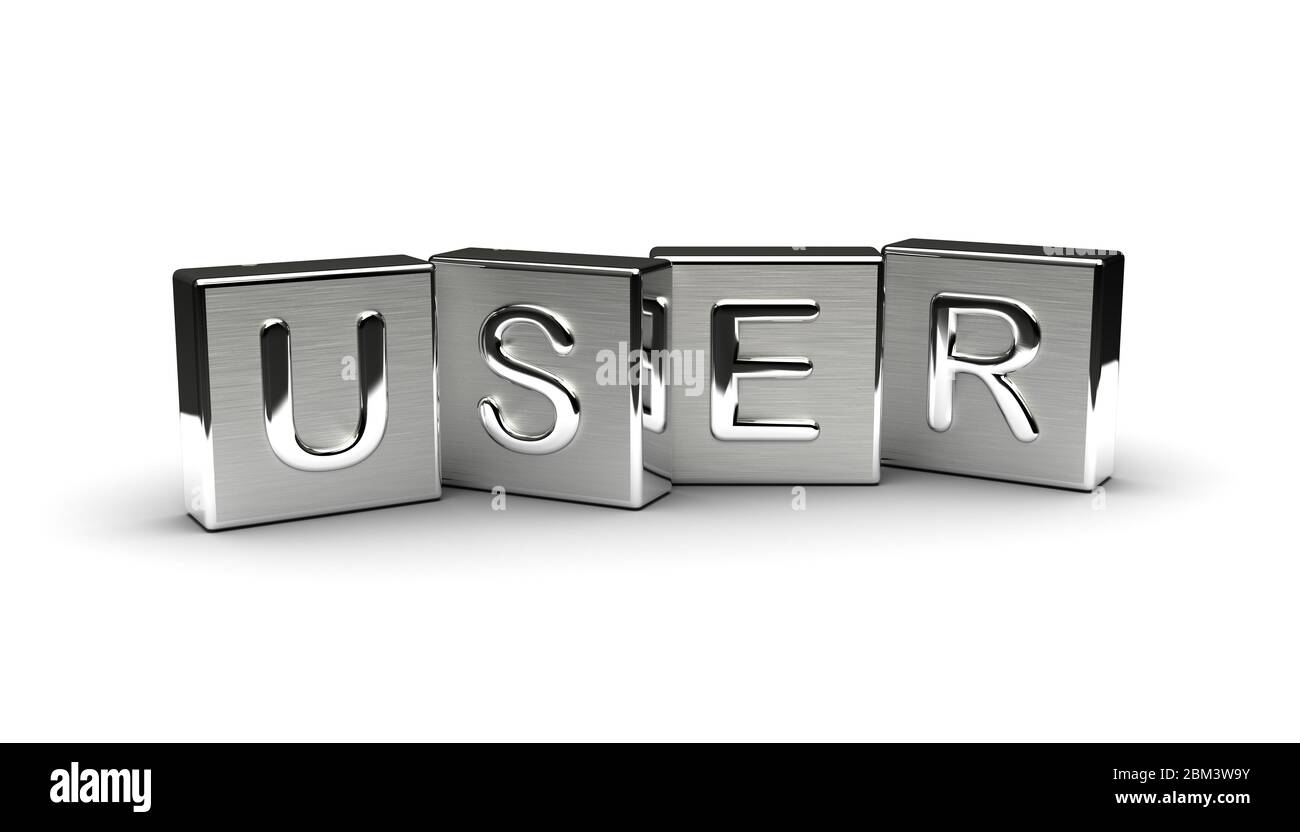 Metal User Text (Isolated on white background Stock Photo - Alamy