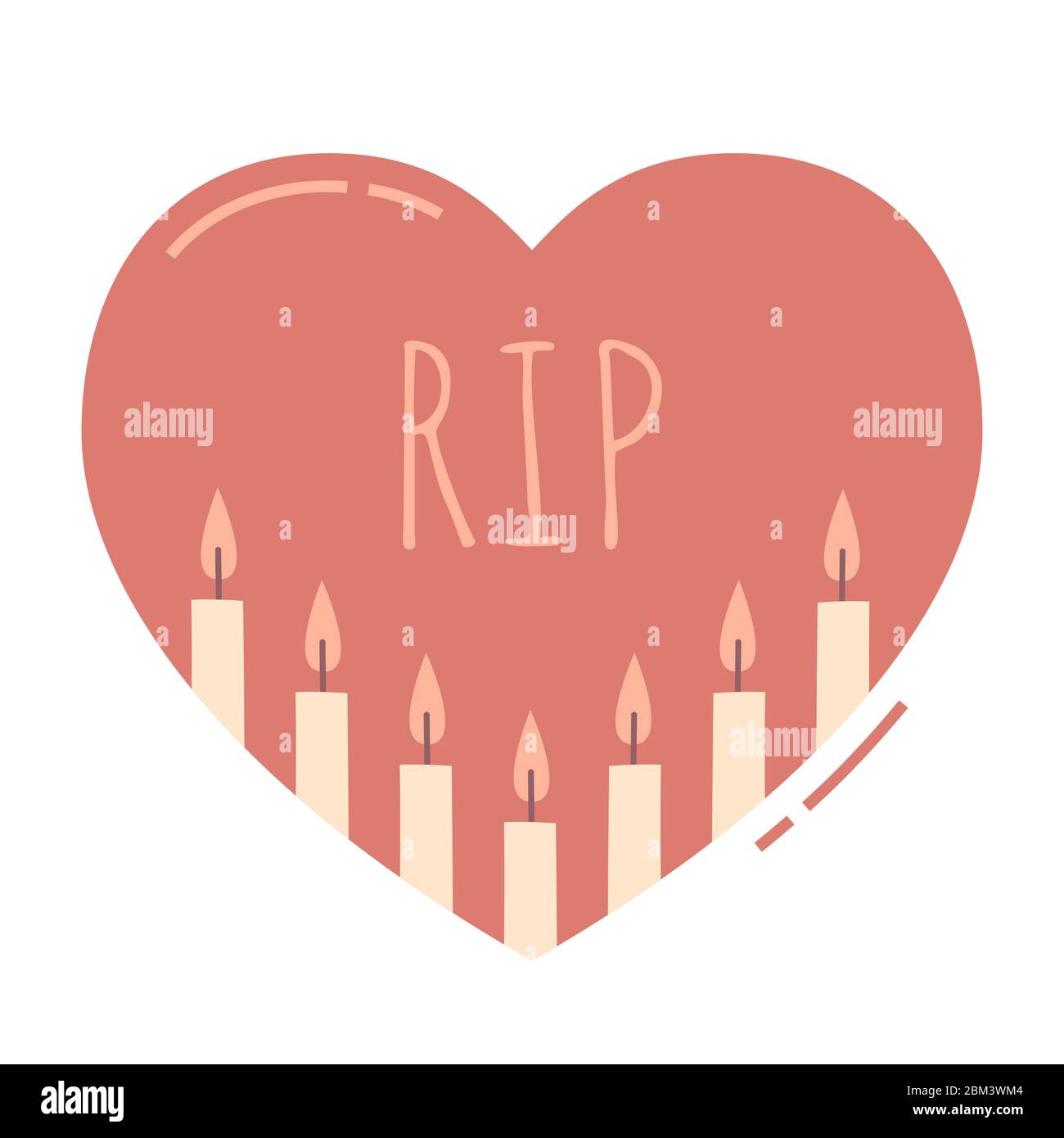 Candles inside the heart. The concept of grief, loss, death. Vector ...