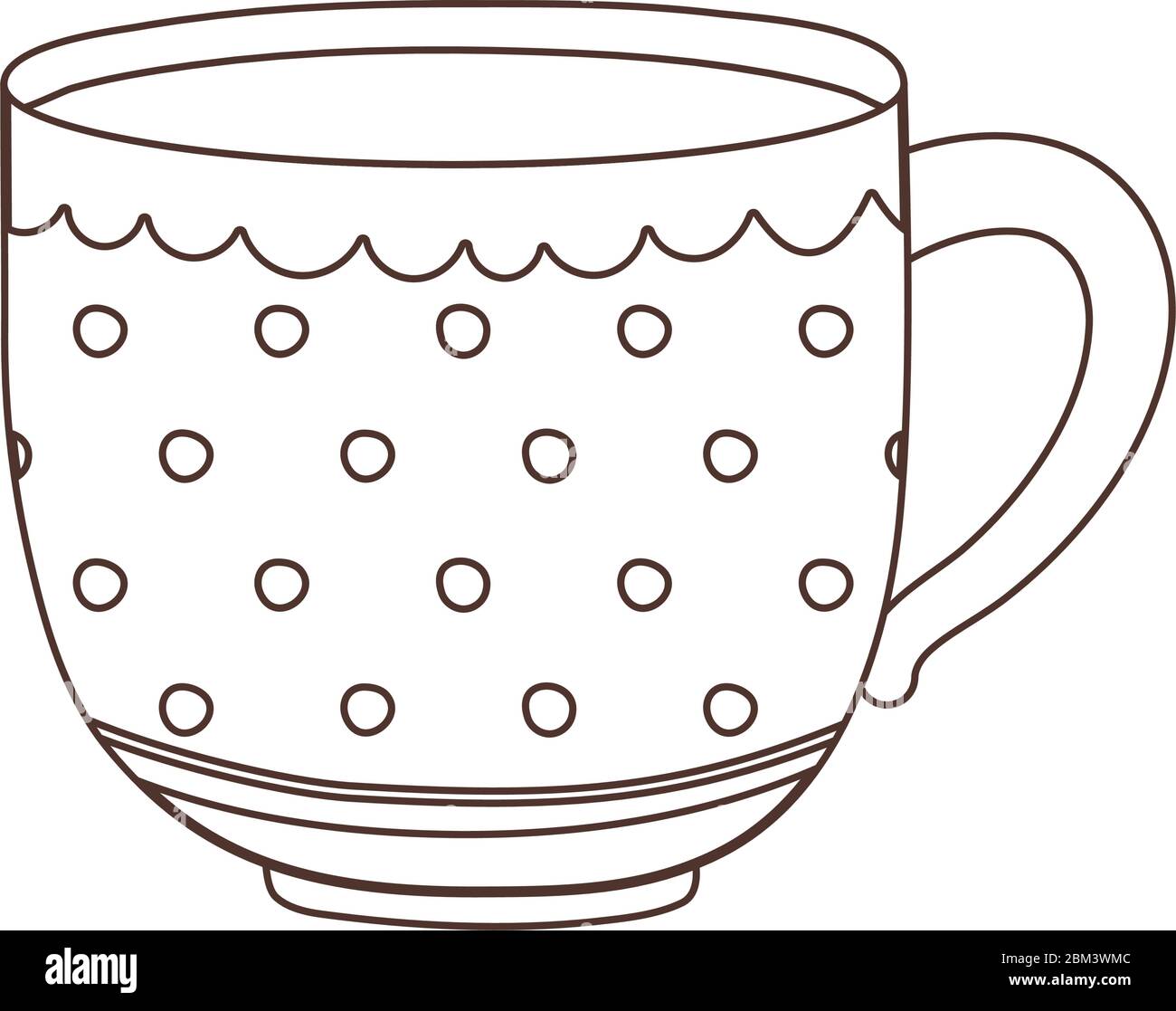 dotted coffee cup isolated icon white background vector illustration ...