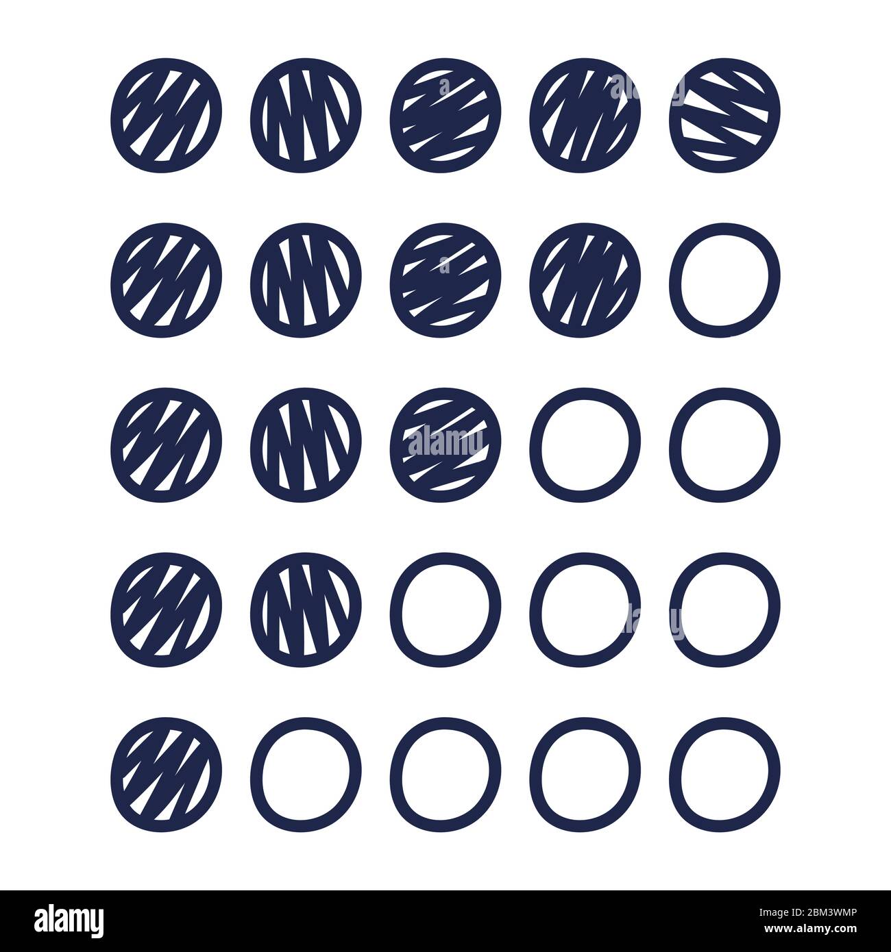 Circle Rating Icons, a hand drawn vector illustration of dot icons for ...