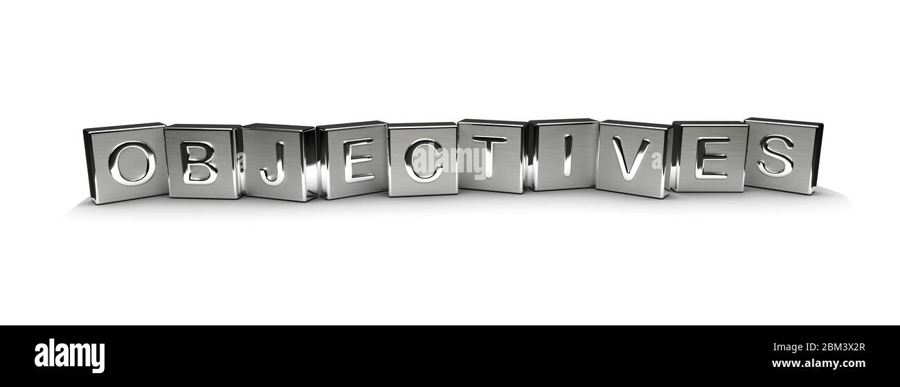 Metal Objectives Text (Isolated on white background Stock Photo - Alamy