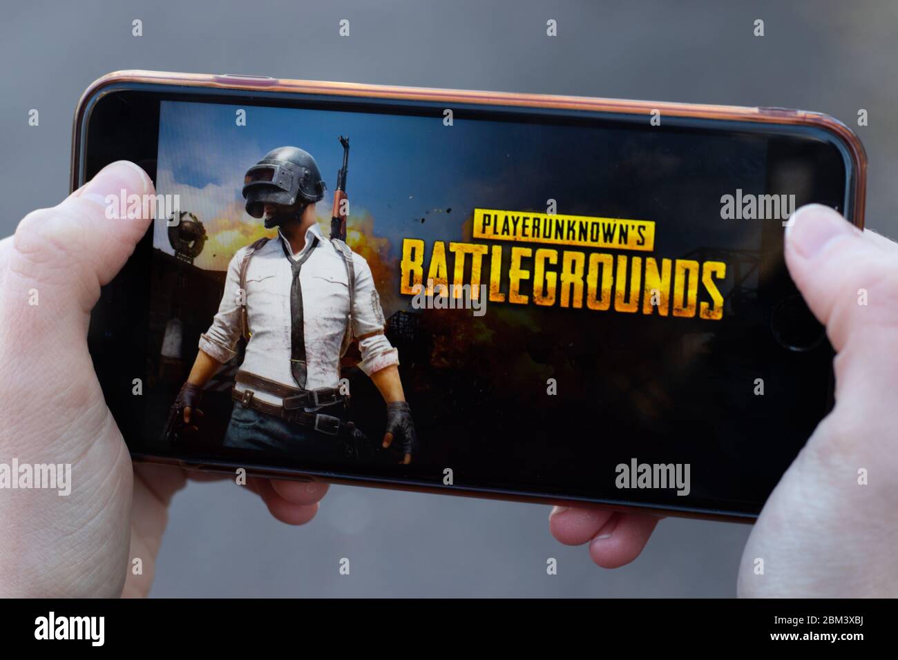 New York, USA - 1 May 2020: PUBG game app logo close-up on phone screen ...