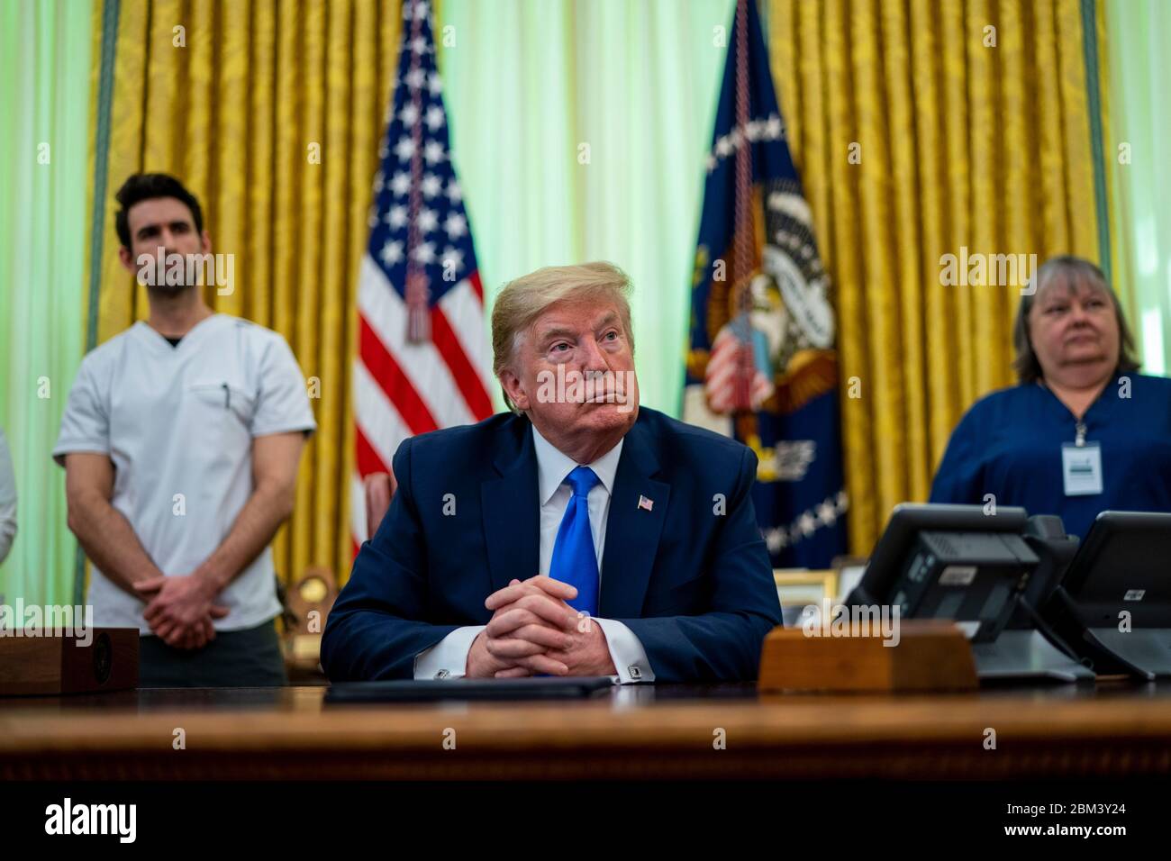 United States President Donald J. Trump makes remarks as he signs a ...