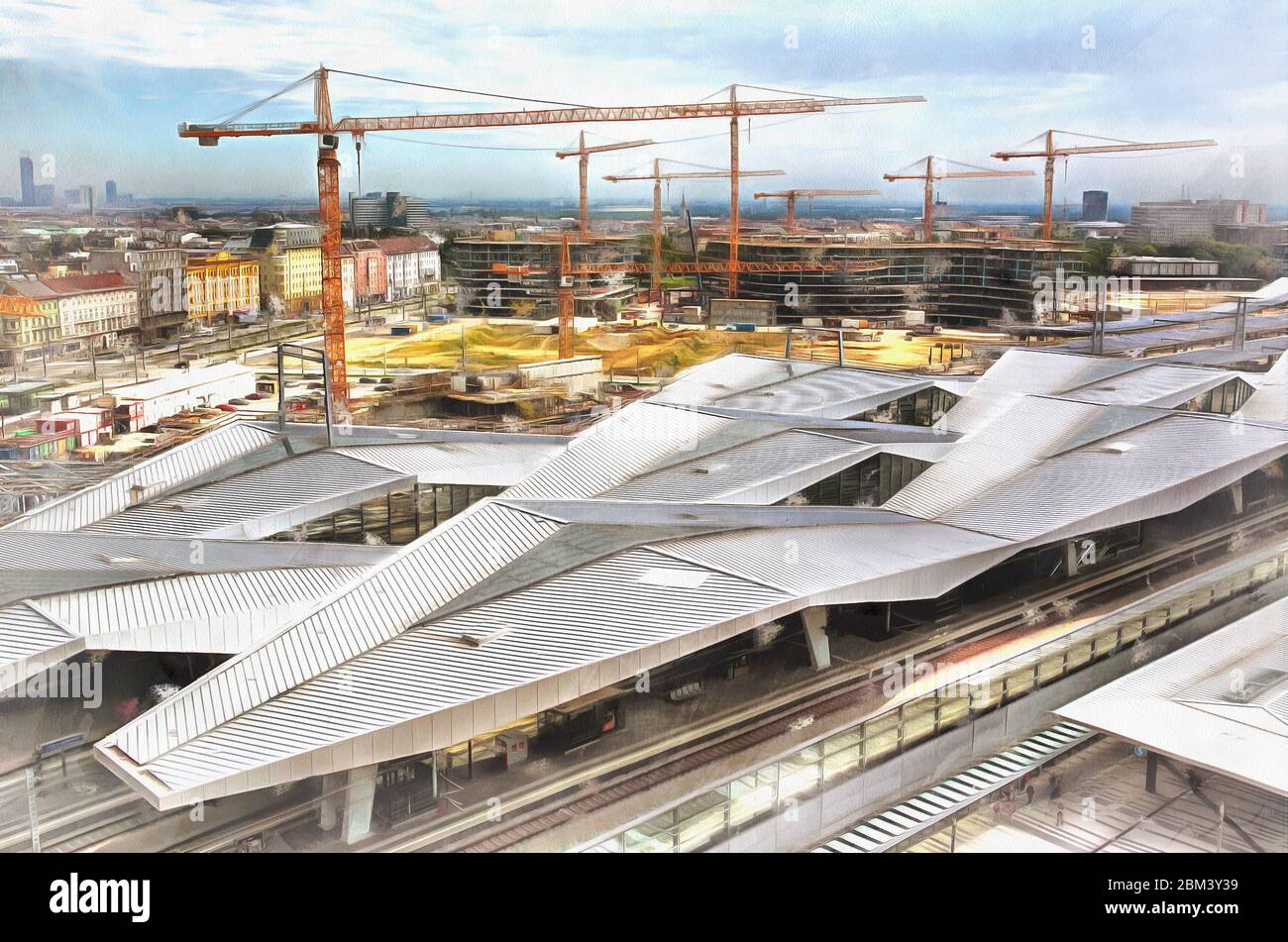 Construction of Wien Hauptbahnhof, Central train station, Vienna ...