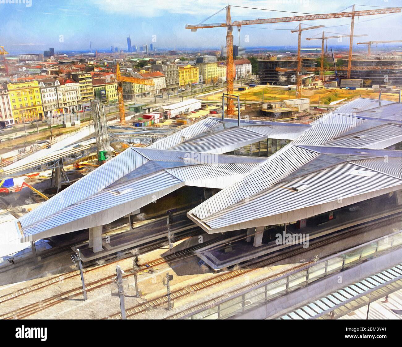 Construction of Wien Hauptbahnhof, Central train station, Vienna ...