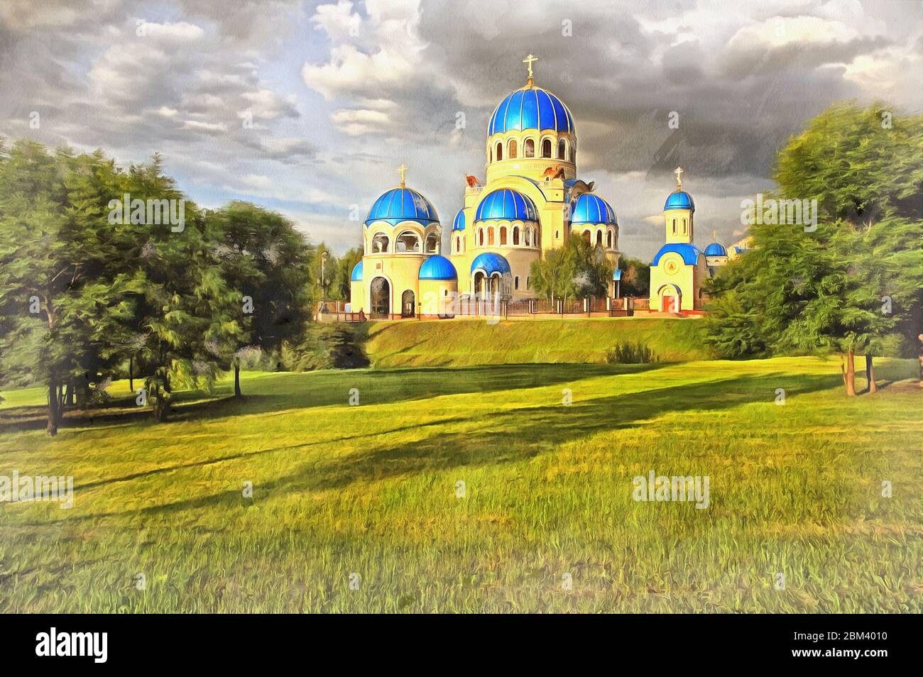 Modern church architecture in Moscow colorful painting looks like ...