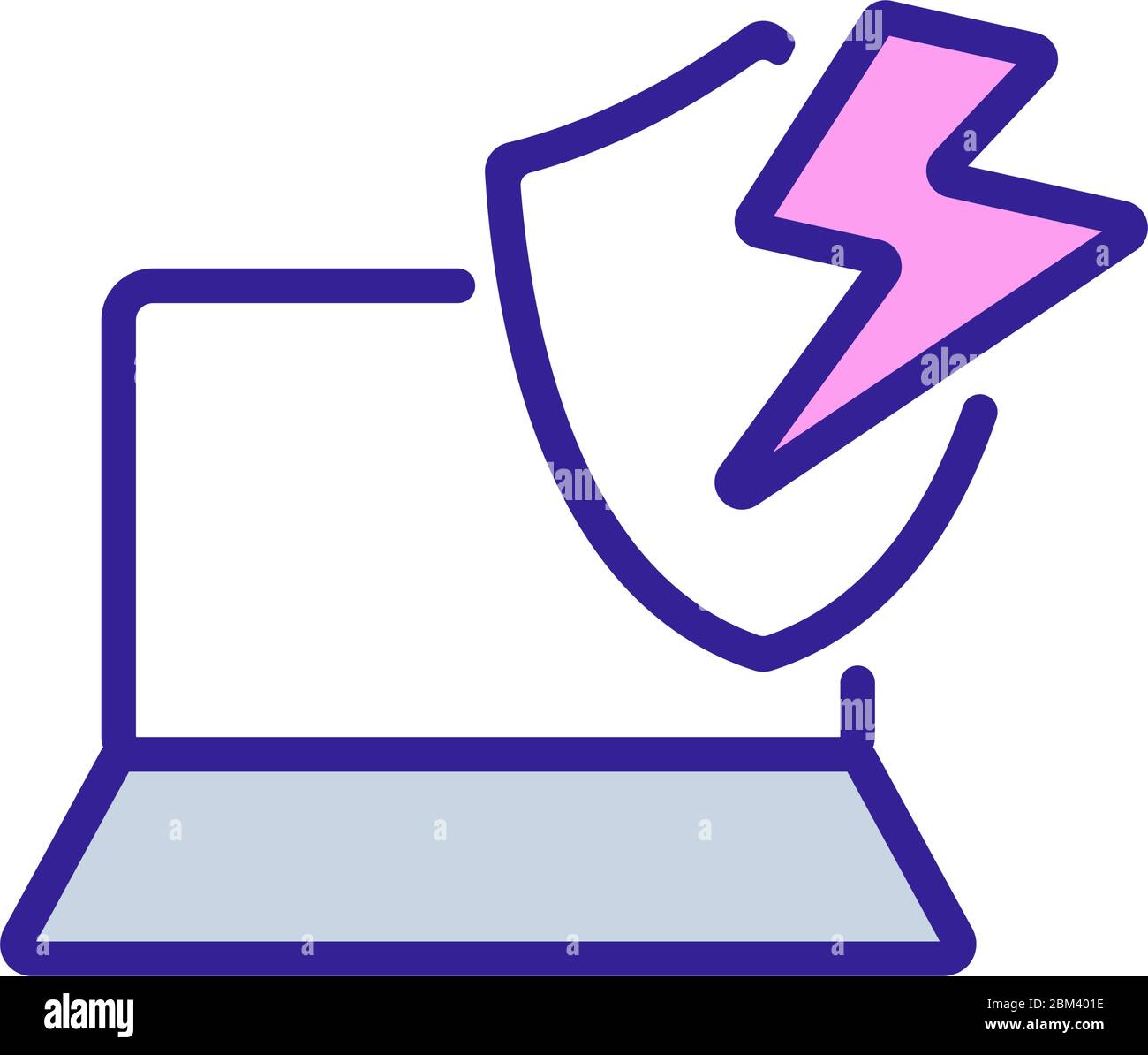 lightning fast laptop protection icon vector outline illustration Stock ...