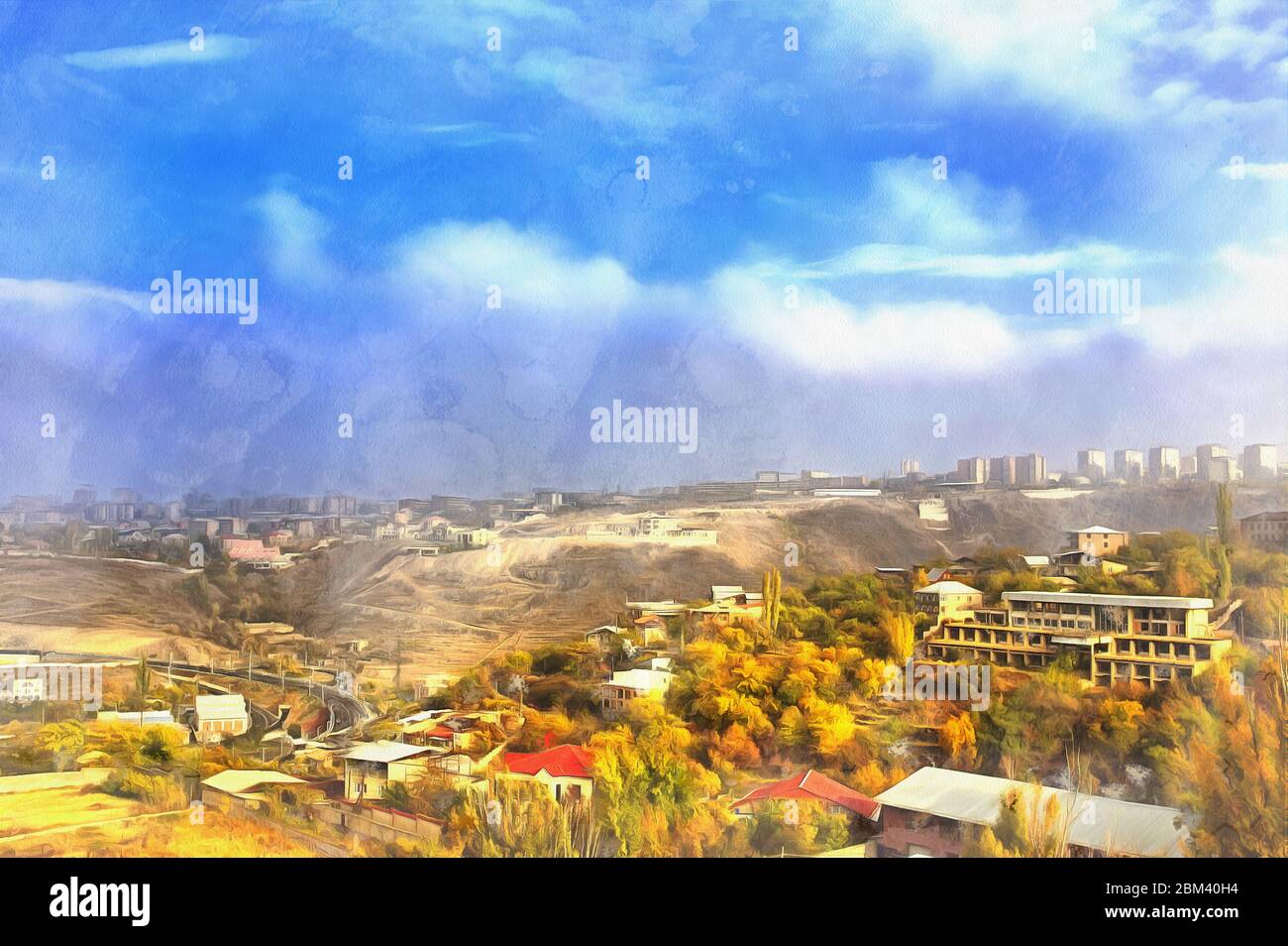 Armenian landscape illustration hi-res stock photography and images - Alamy