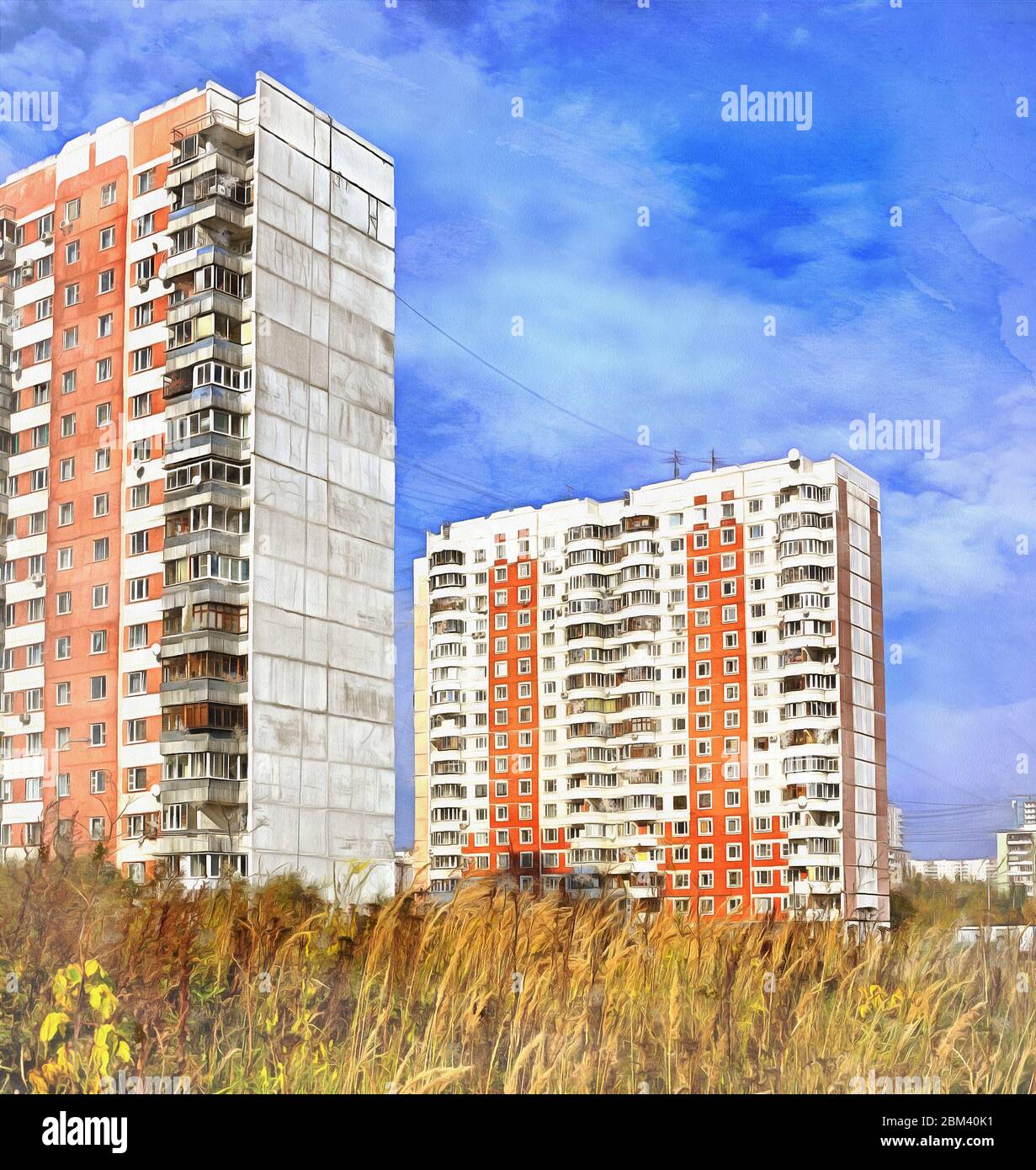 Russia moscow painting building watercolor architecture hi-res stock ...