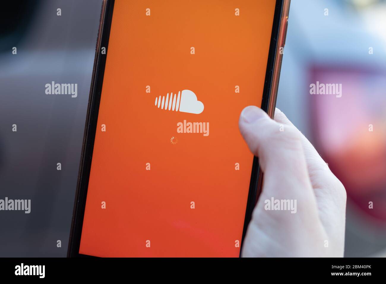 New York, USA - 1 May 2020: Soundcloud app logo close-up on phone ...