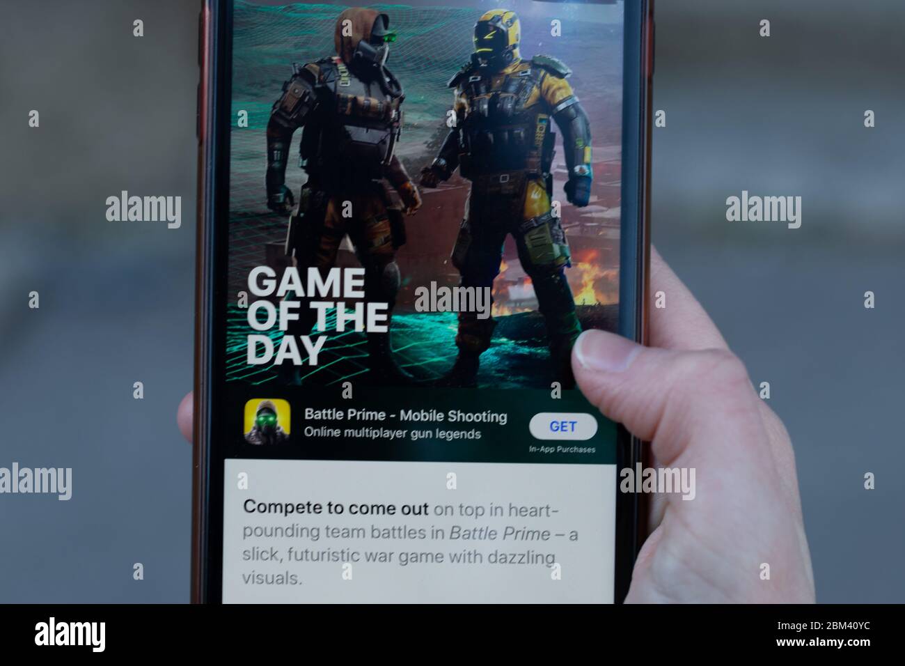 New York, USA - 1 May 2020: Game of the Day app logo close-up on phone ...