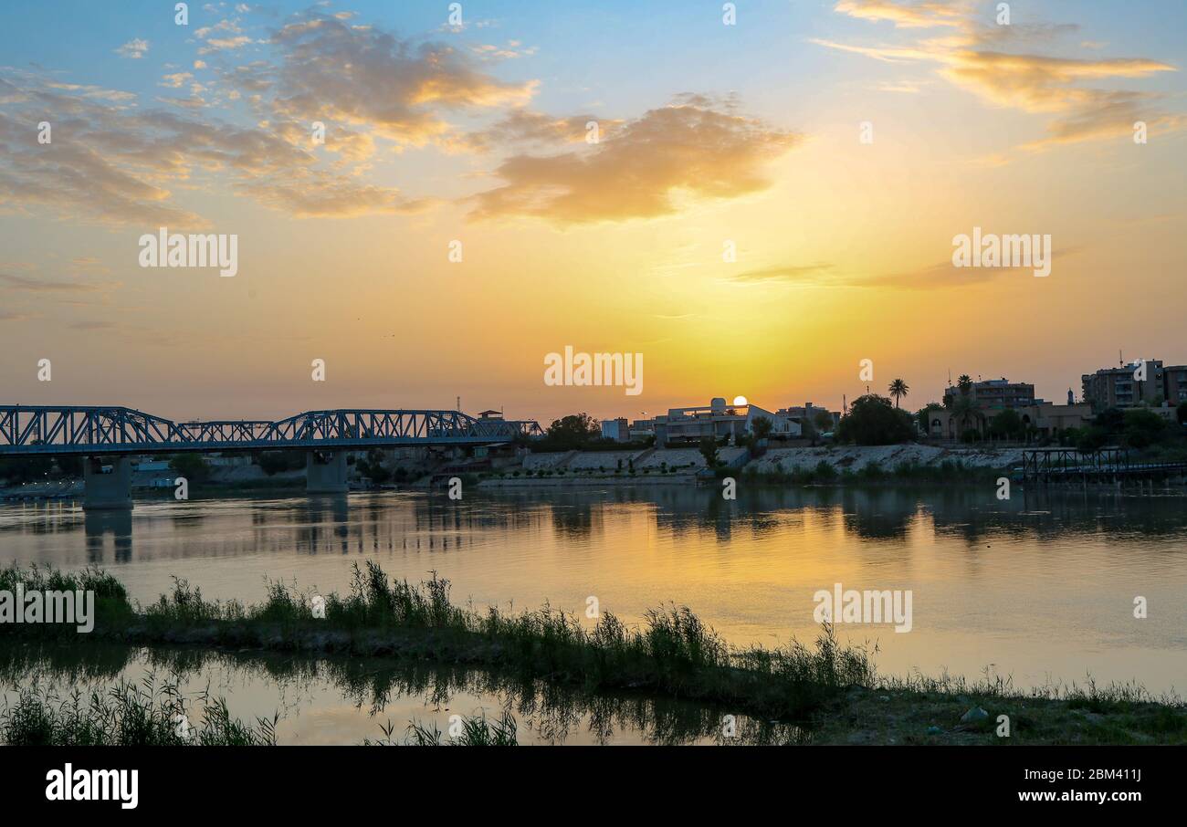 Baghdad, Iraq – April 4, 2020: photo for sunrise in Baghdad city in ...