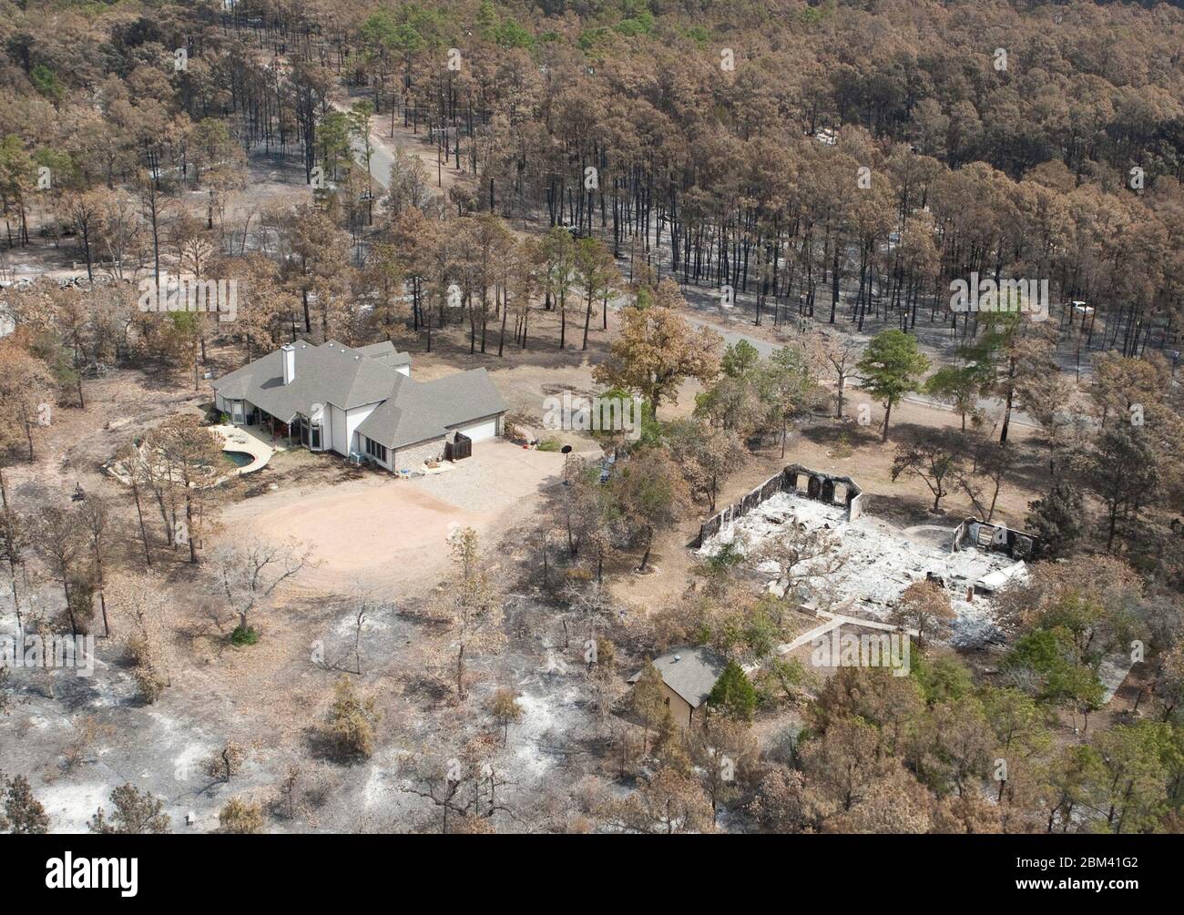 Bastrop Texas USA, September 2011: One home remains standing ...