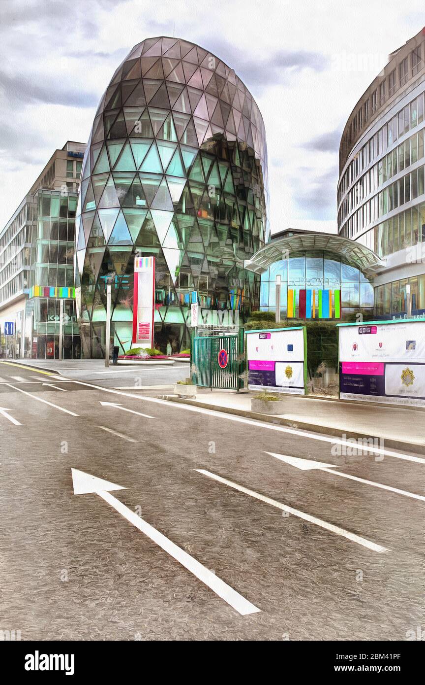 Modern architecture buildings in Bratislava colorful painting looks ...