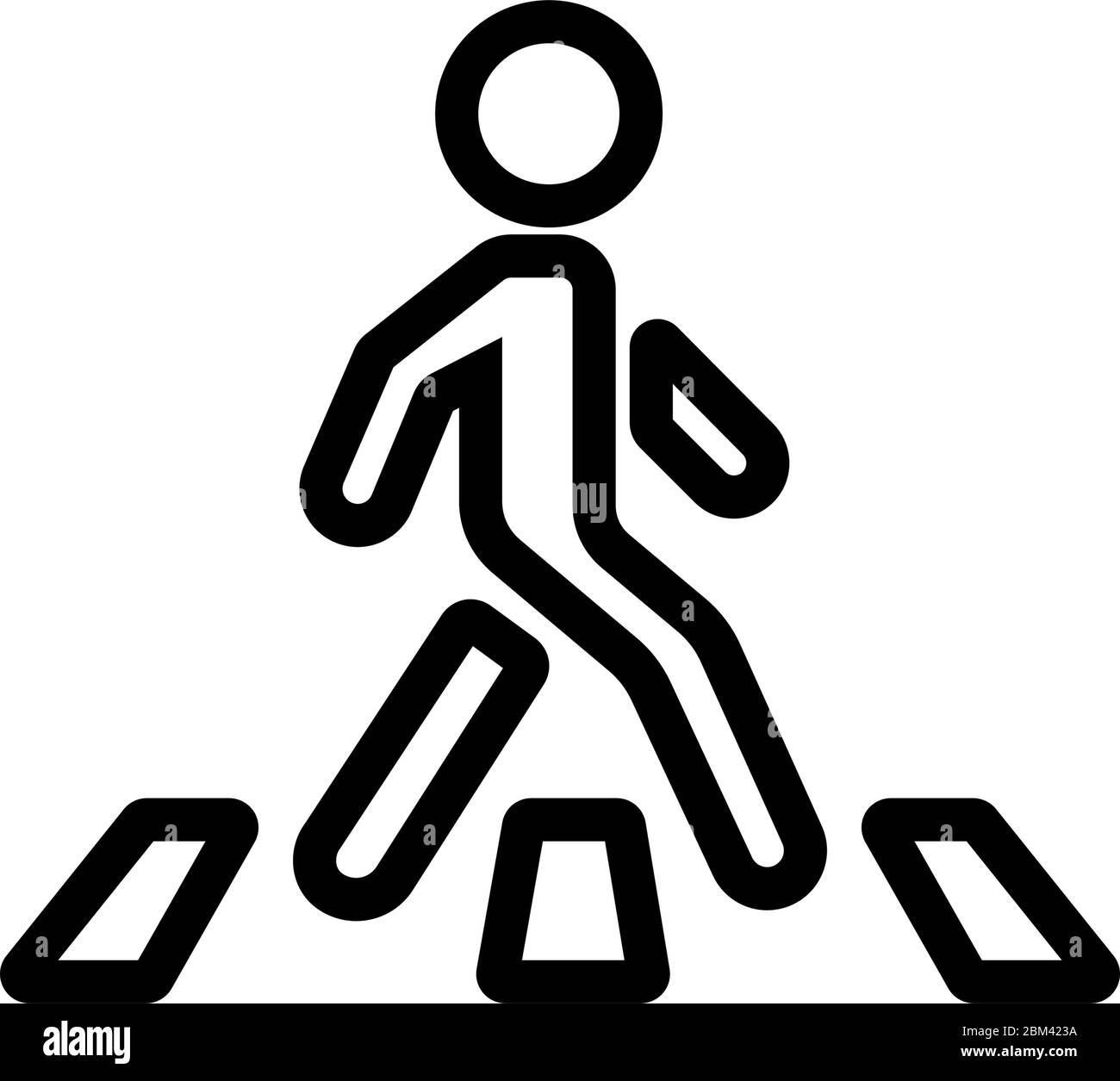moving man on pedestrian crossing icon vector outline illustration ...