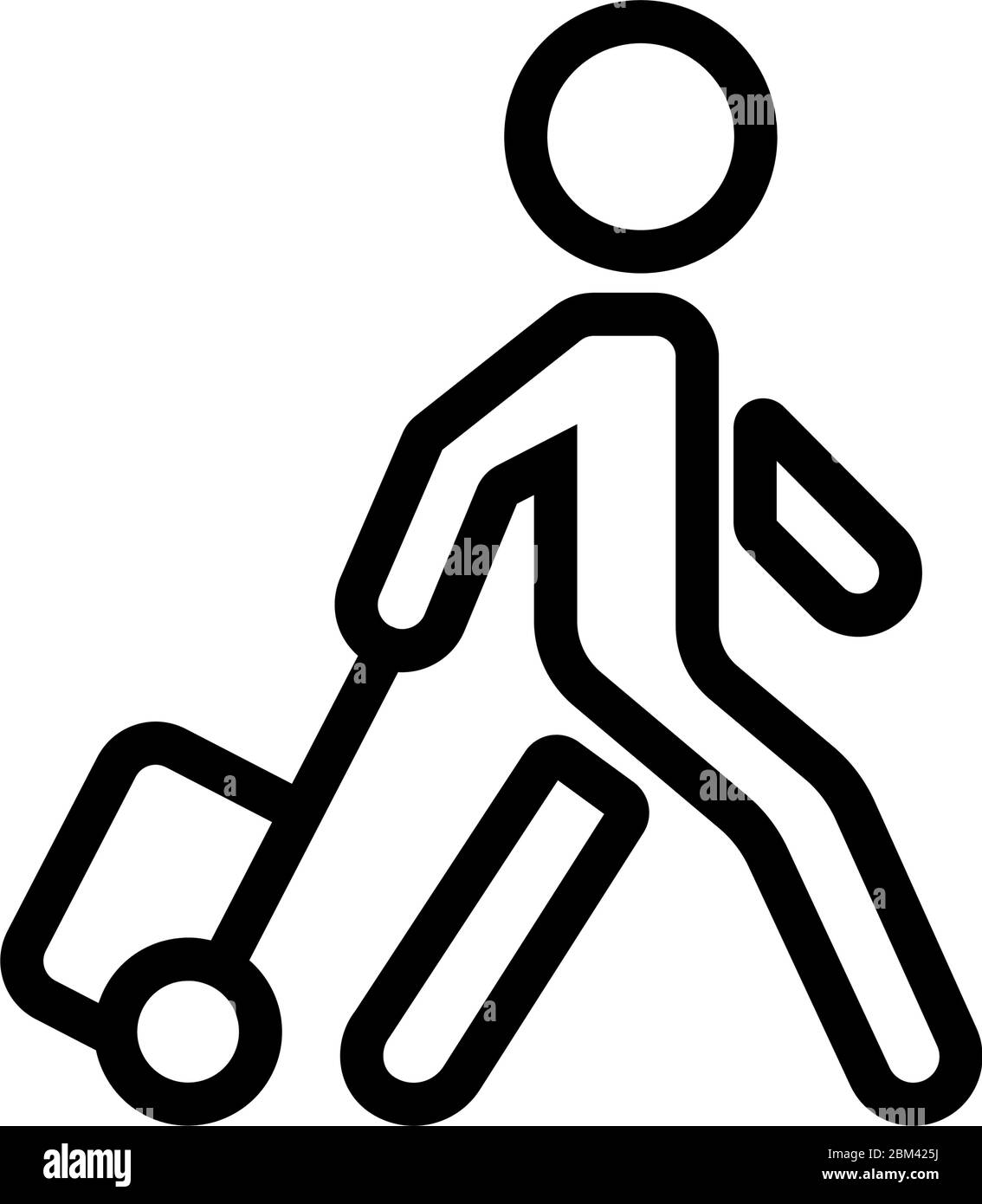 moving man with suitcase on wheels icon vector outline illustration ...