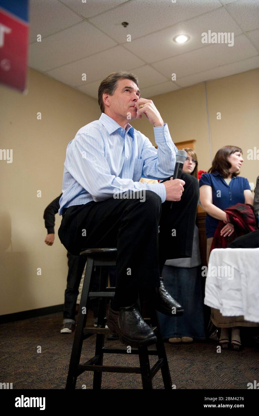 Indianola, Iowa USA, December 28, 2011: Texas Gov. Rick Perry, a ...