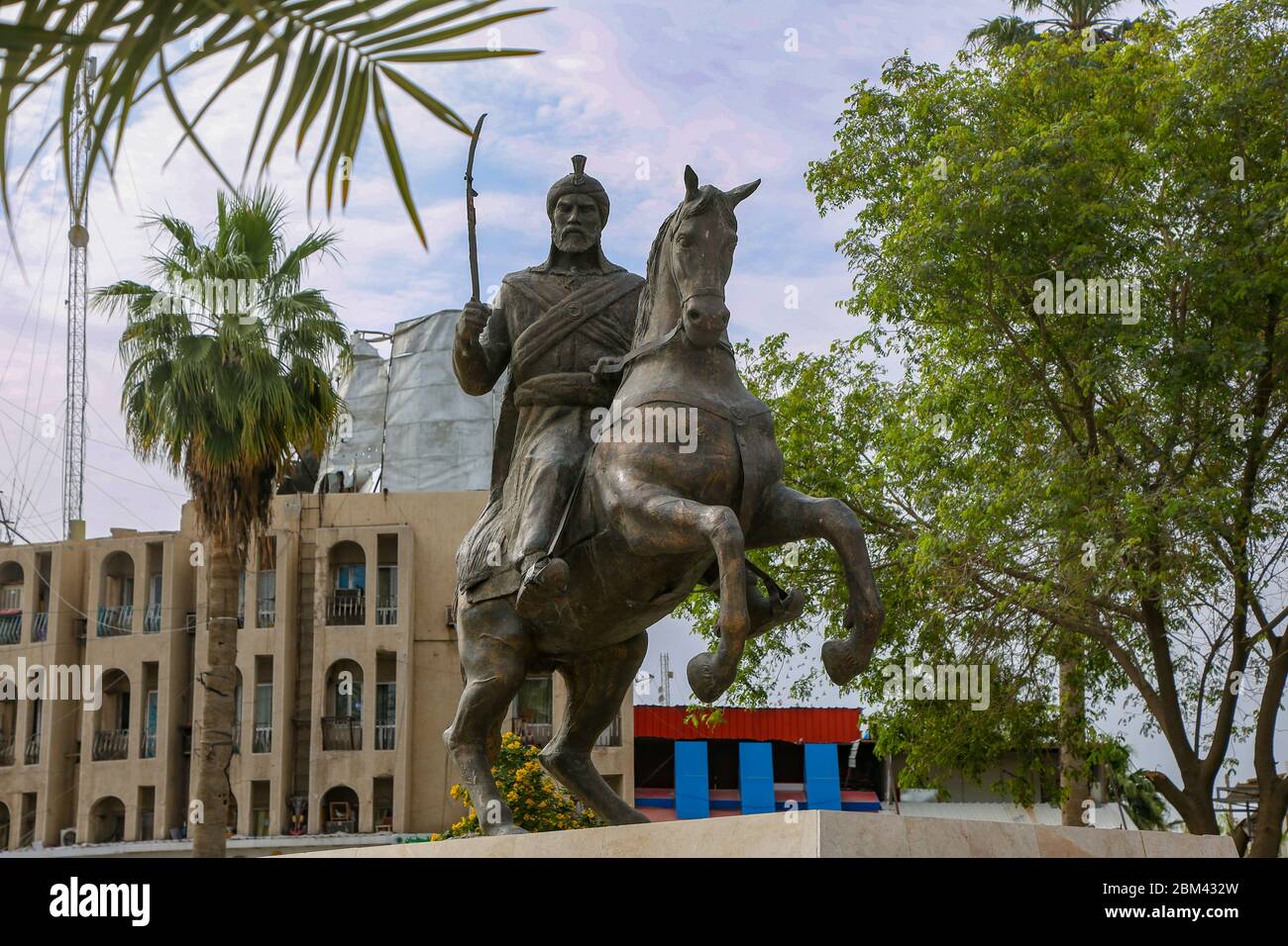 Baghdad, Iraq – April 4, 2020: photo for Antar Bin Shaddad statue in ...