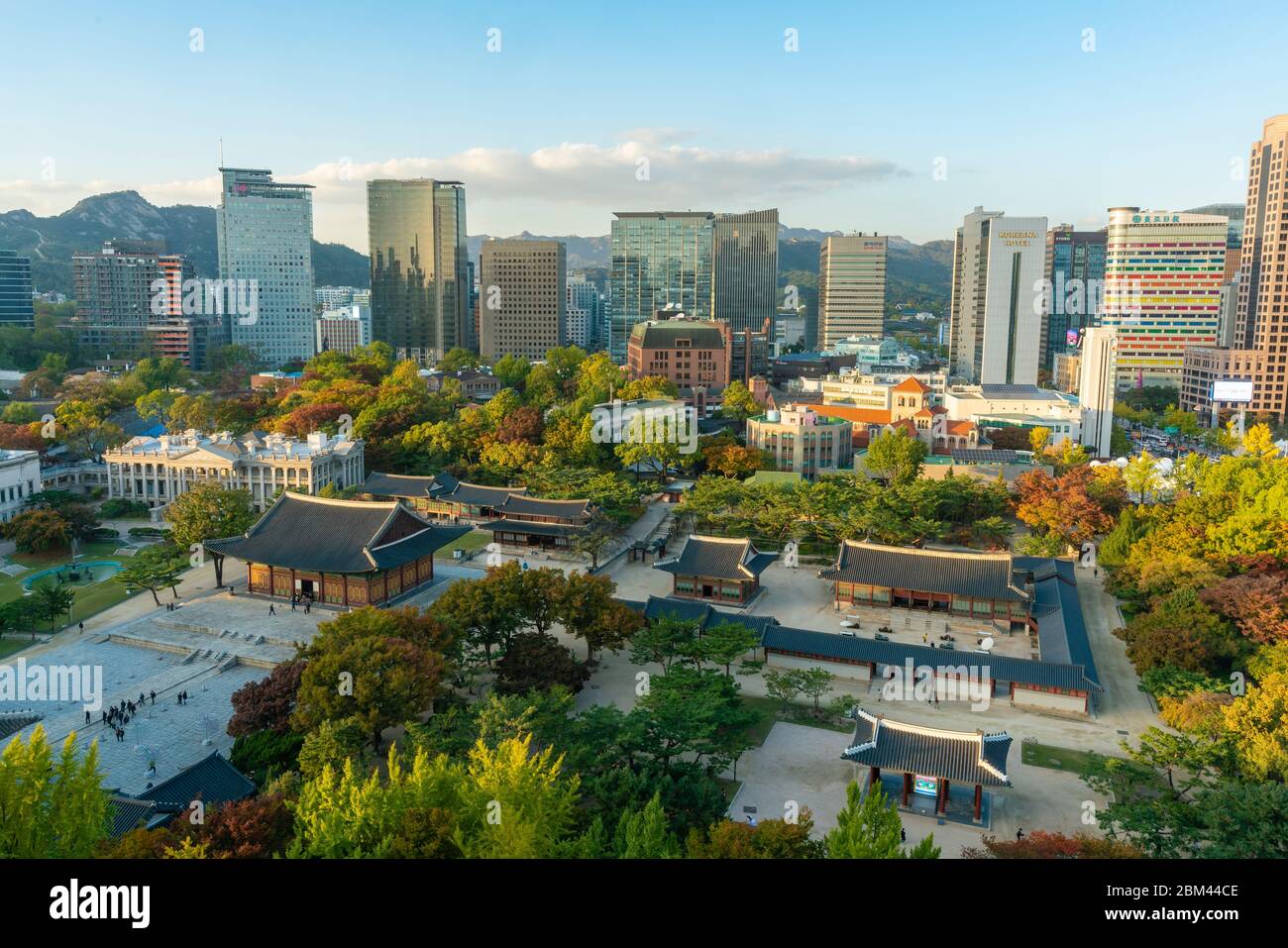 View of Deoksugung Palace and skyline in Seoul Stock Photo - Alamy