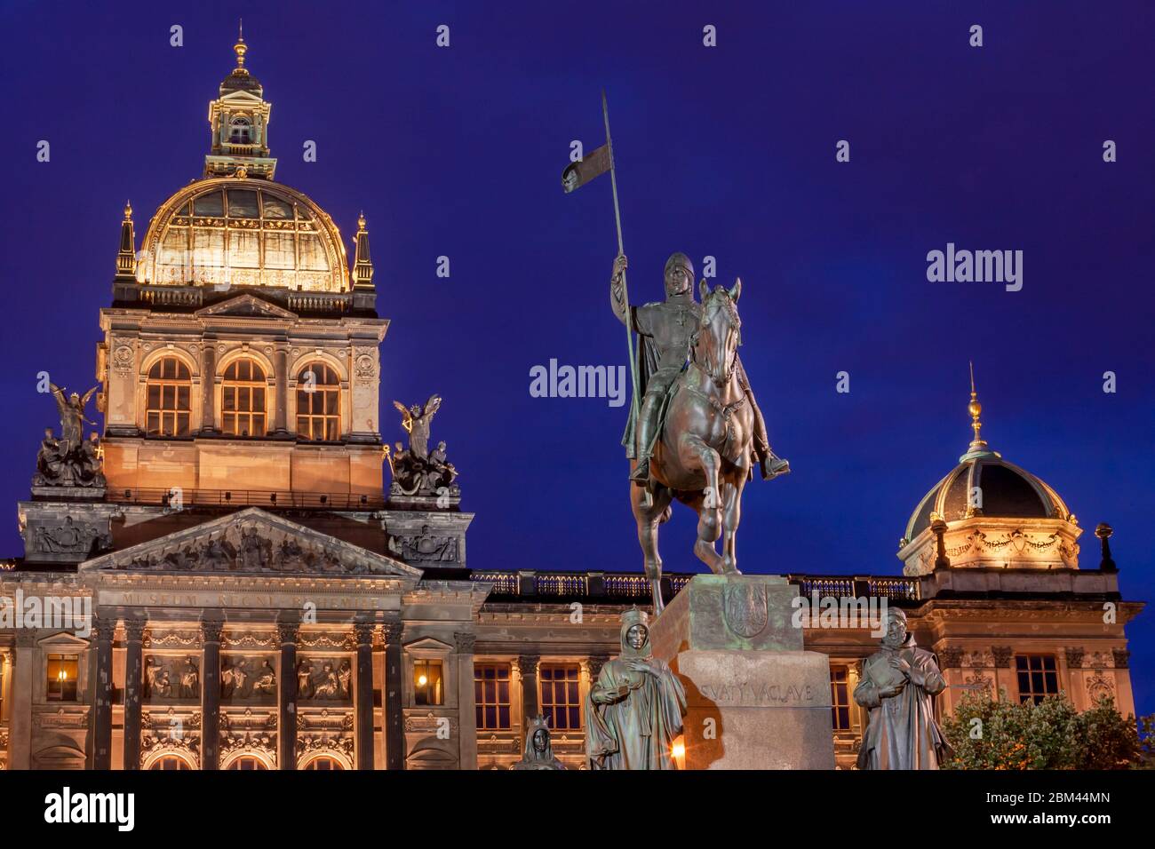 Bronze Equestrian Statue of St Wenceslas at Wenceslas Square , Prague ...
