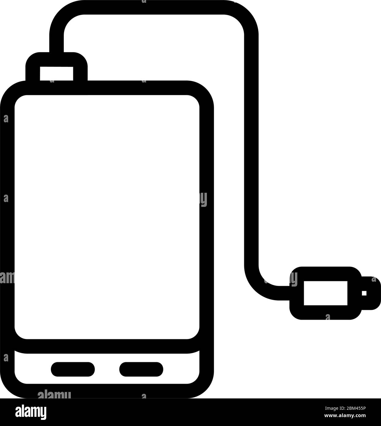 portable charging with usb cable icon vector outline illustration Stock ...