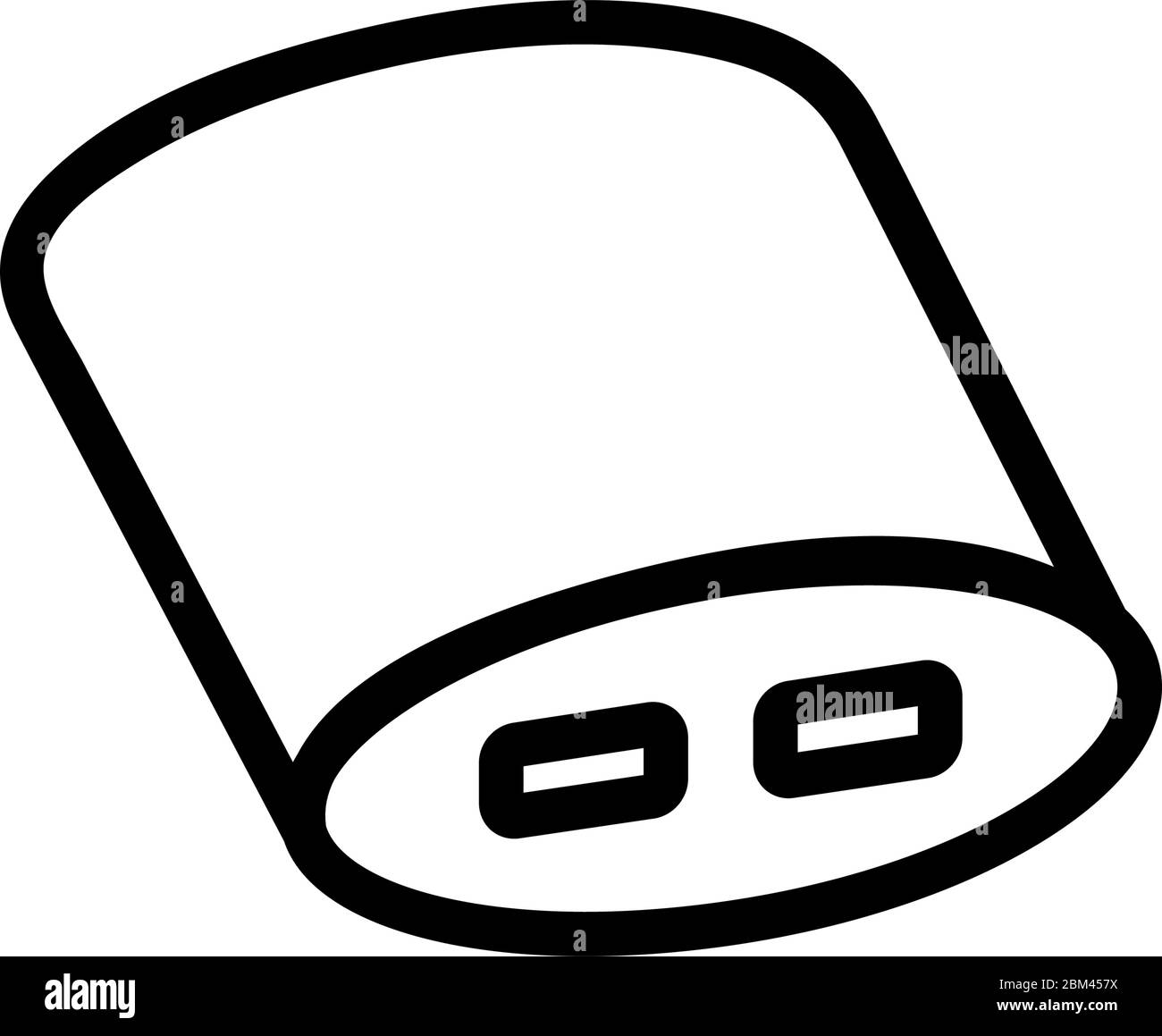 small portable oval shaped power bank icon vector outline illustration ...