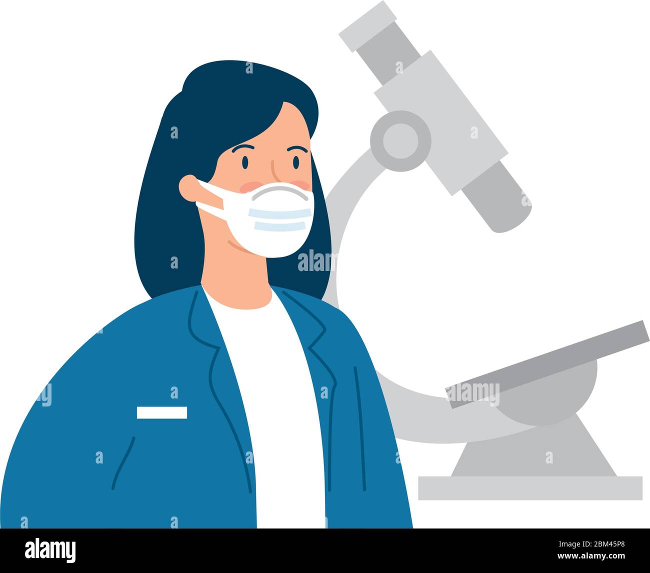 doctor female with microscope isolated icon Stock Vector Image & Art ...