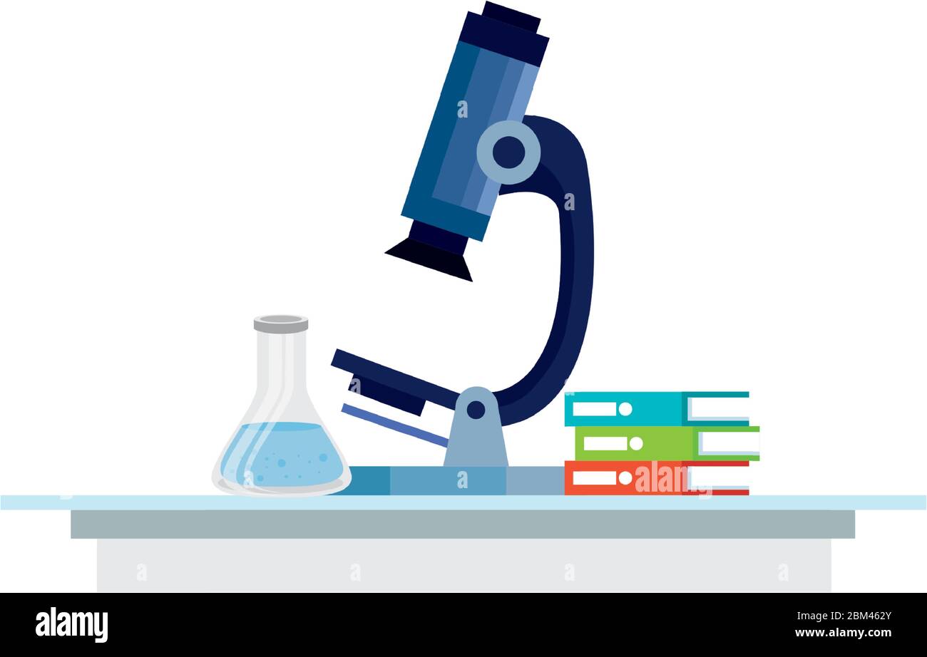 microscope with books and tube test Stock Vector Image & Art - Alamy