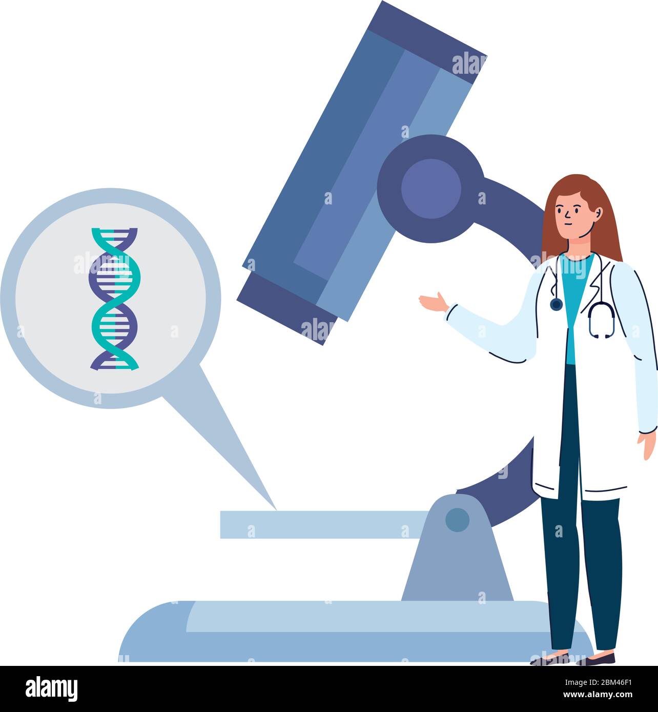 doctor female with dna structure and microscope Stock Vector Image ...