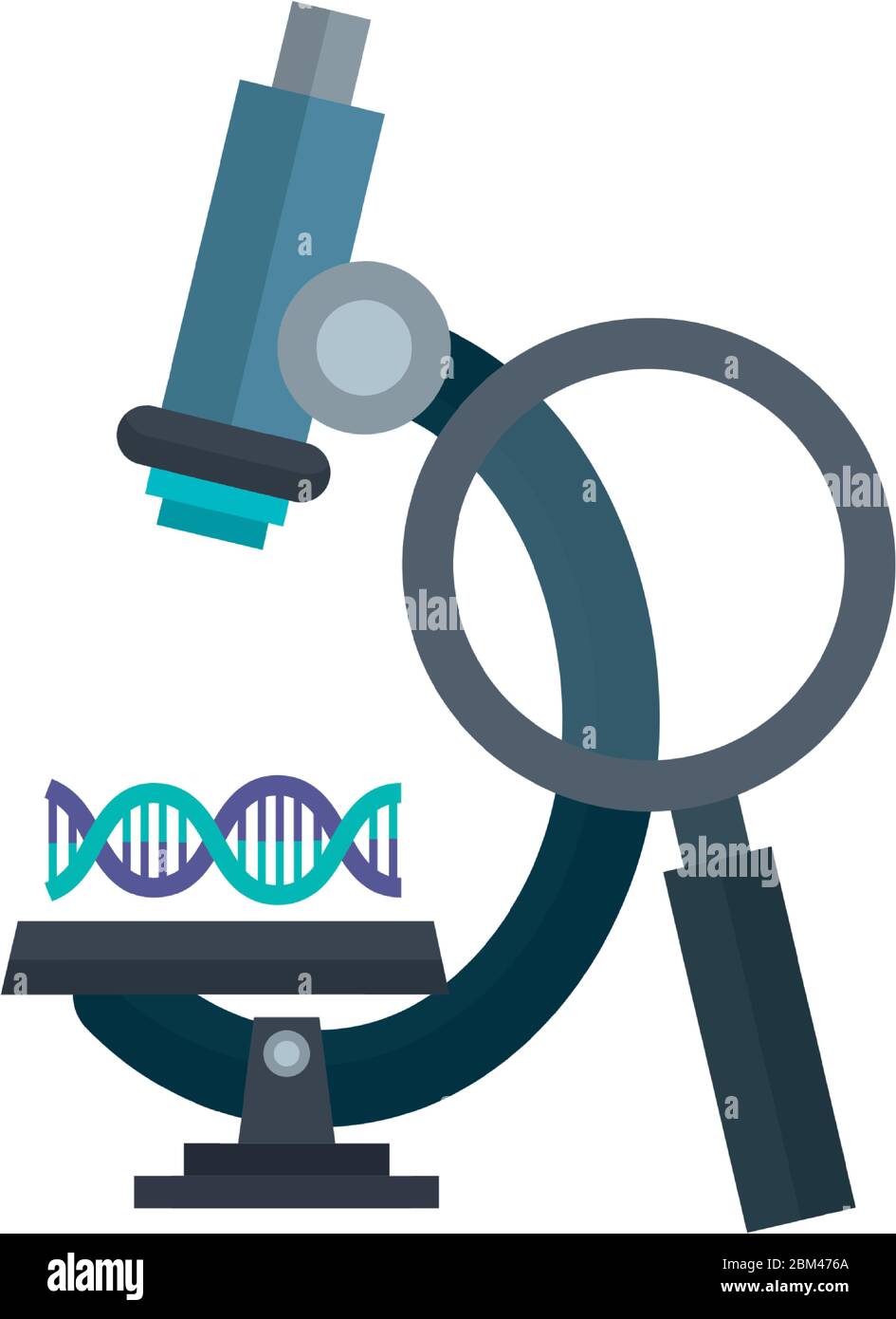 microscope with dna structure and magnifying glass Stock Vector Image ...