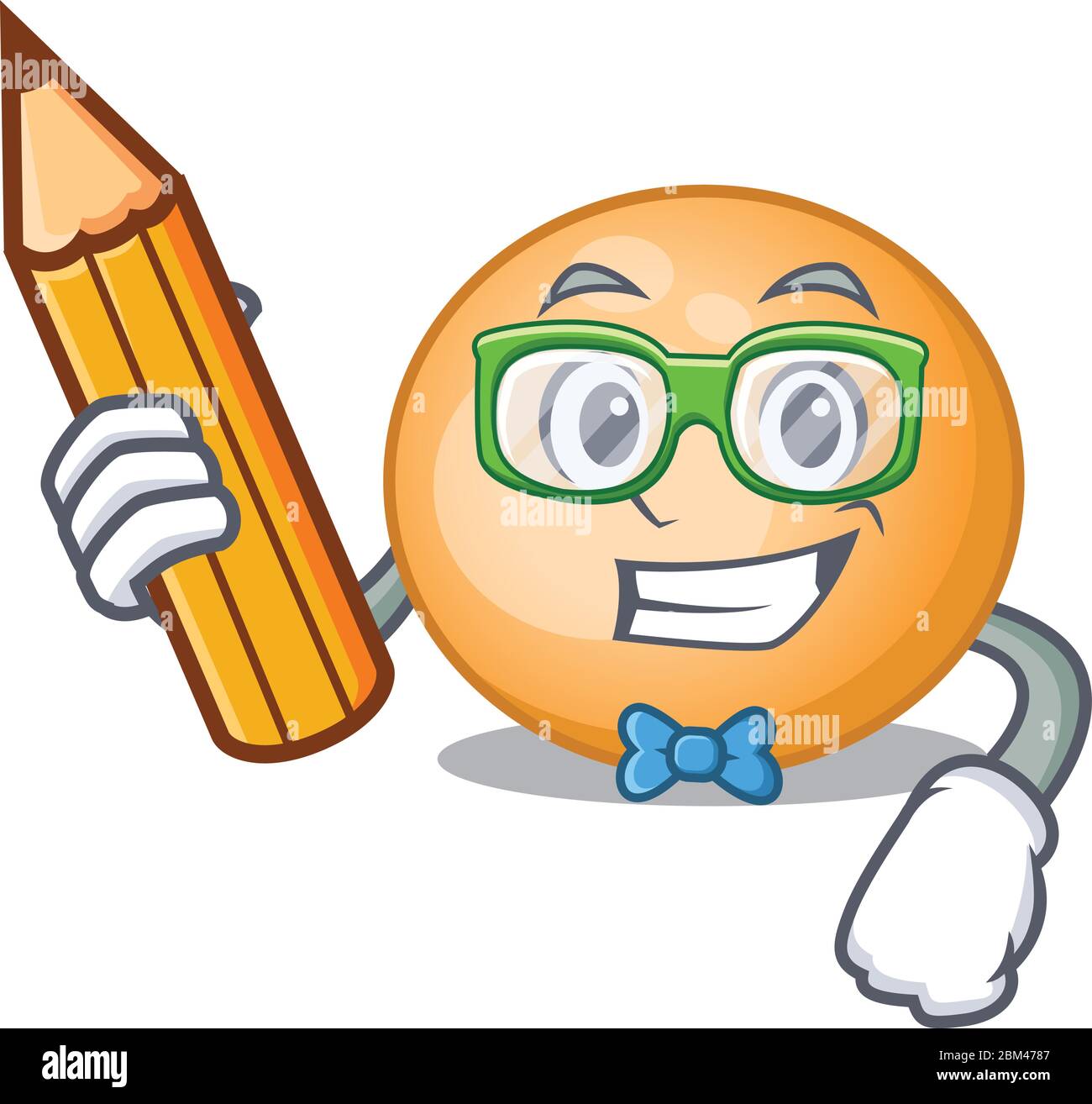 A brainy student staphylocuccus aureus cartoon character with pencil ...