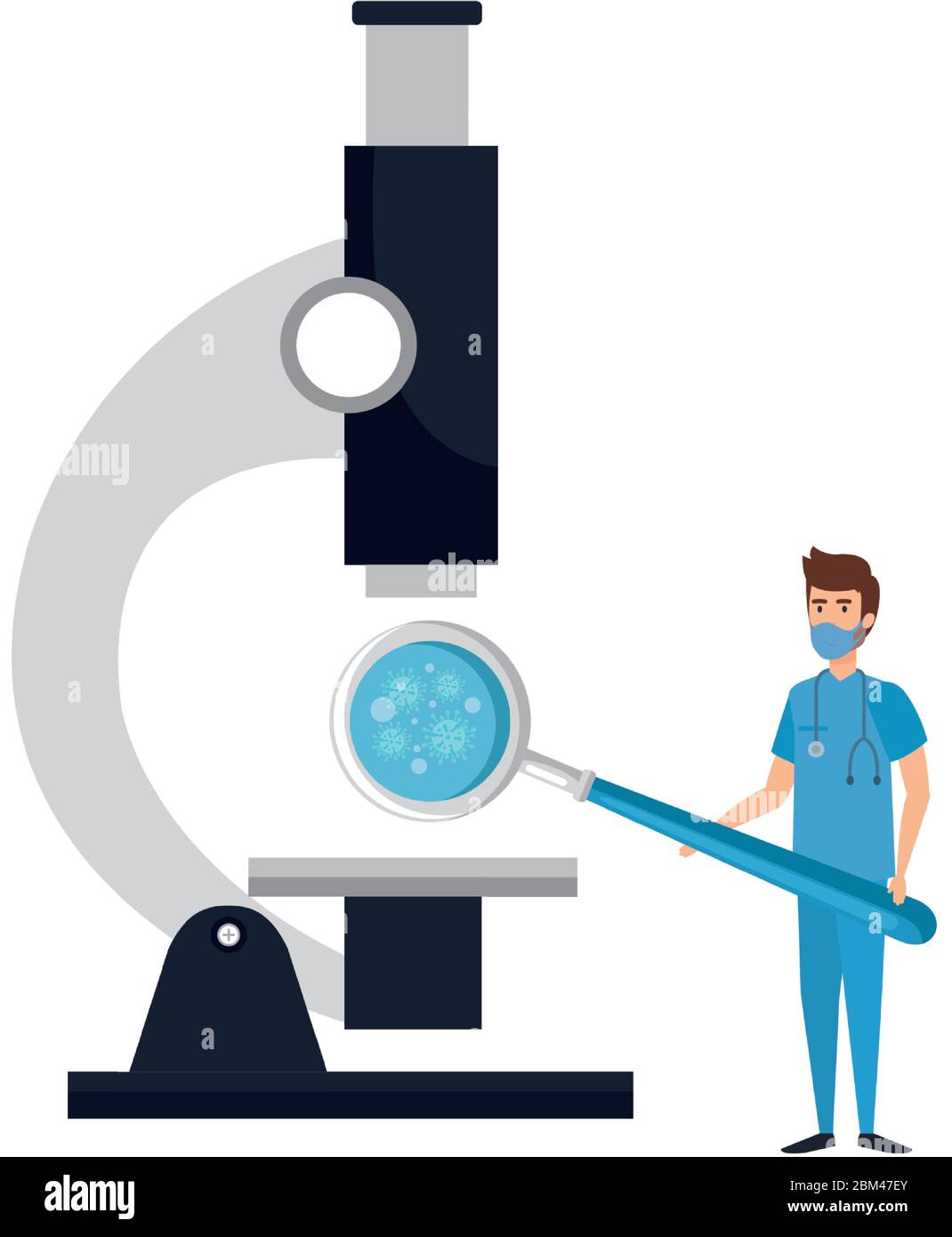 Magnifying glass particles covid Stock Vector Images - Alamy