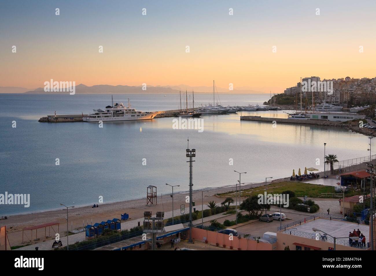 View of Zea marina and a beach in Piraeus, Athens, Greece Stock Photo ...