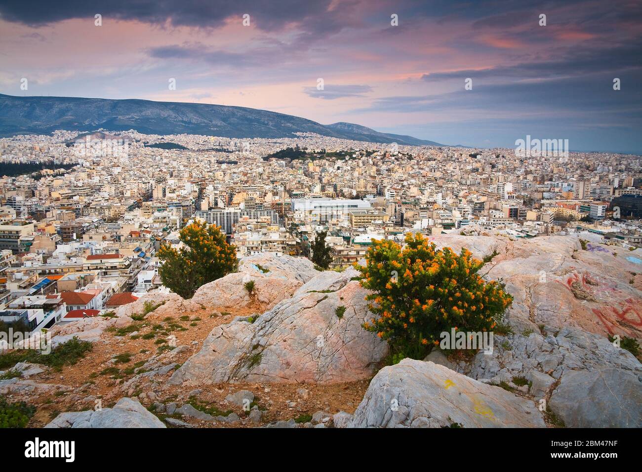 View of Athens from Filopappou Hill Stock Photo - Alamy