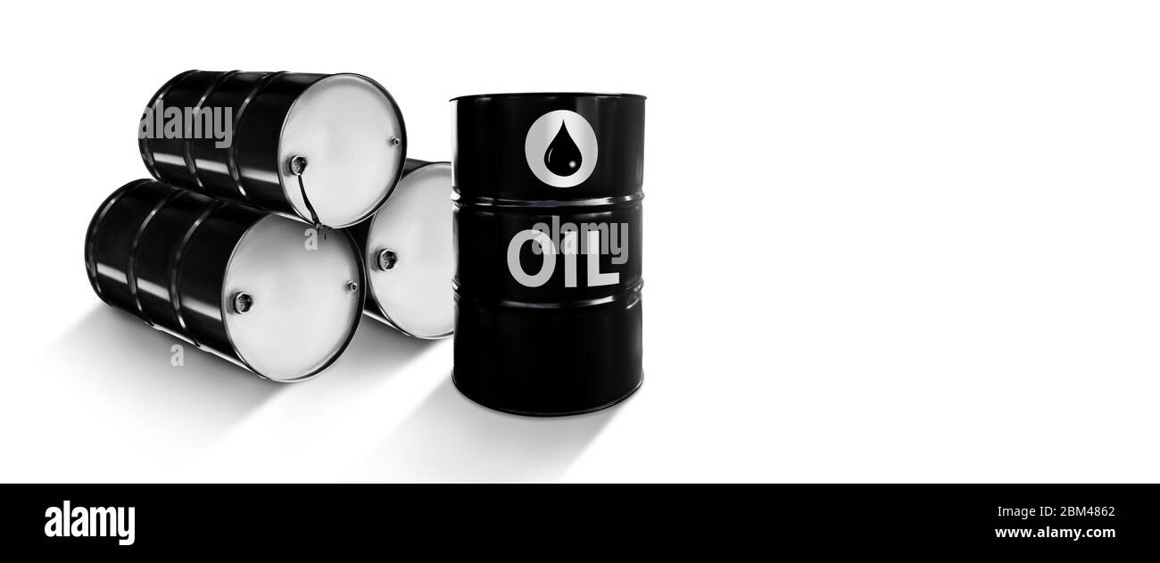 Metal oil barrels. Oil, gas and petroleum industry and manufacturing ...