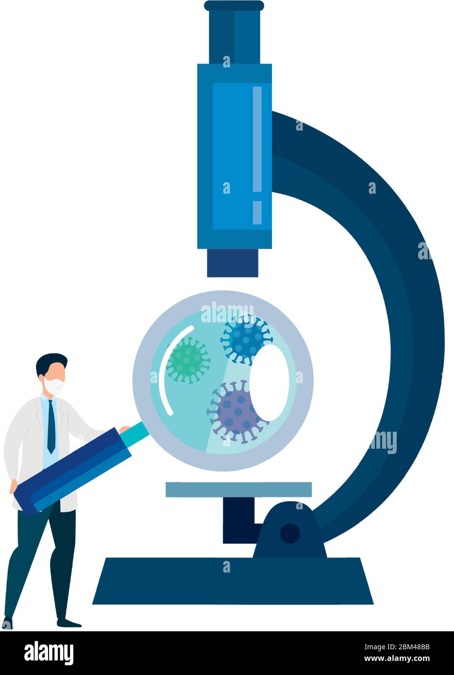 doctor with microscope and particles covid 19 Stock Vector Image & Art ...
