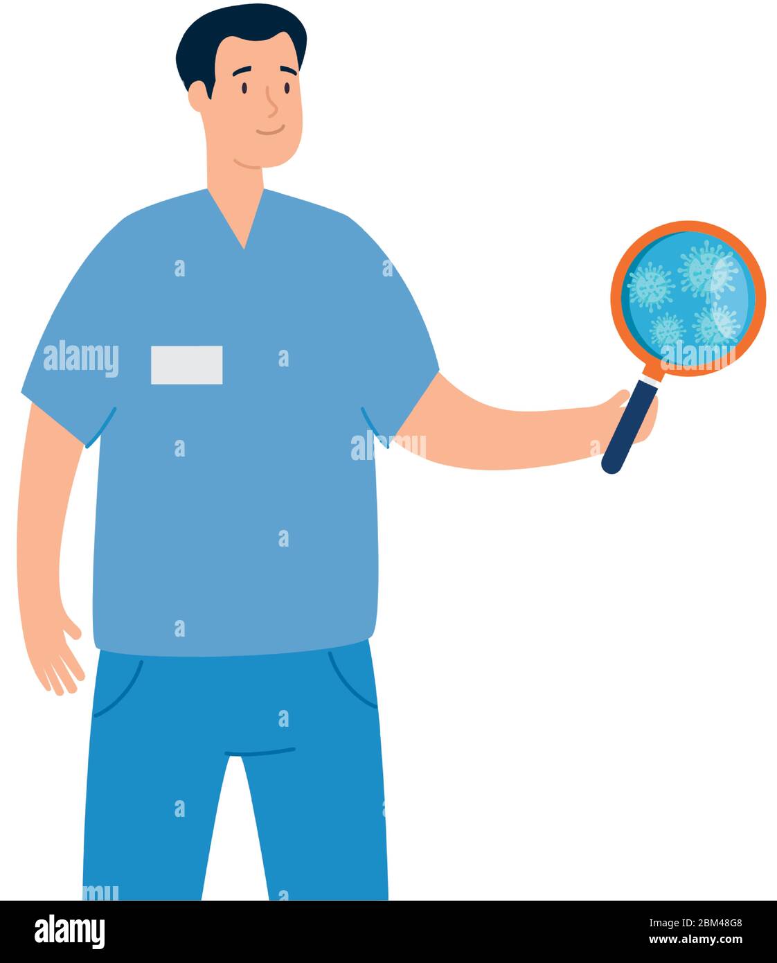 Magnifying glass particles covid Stock Vector Images - Alamy