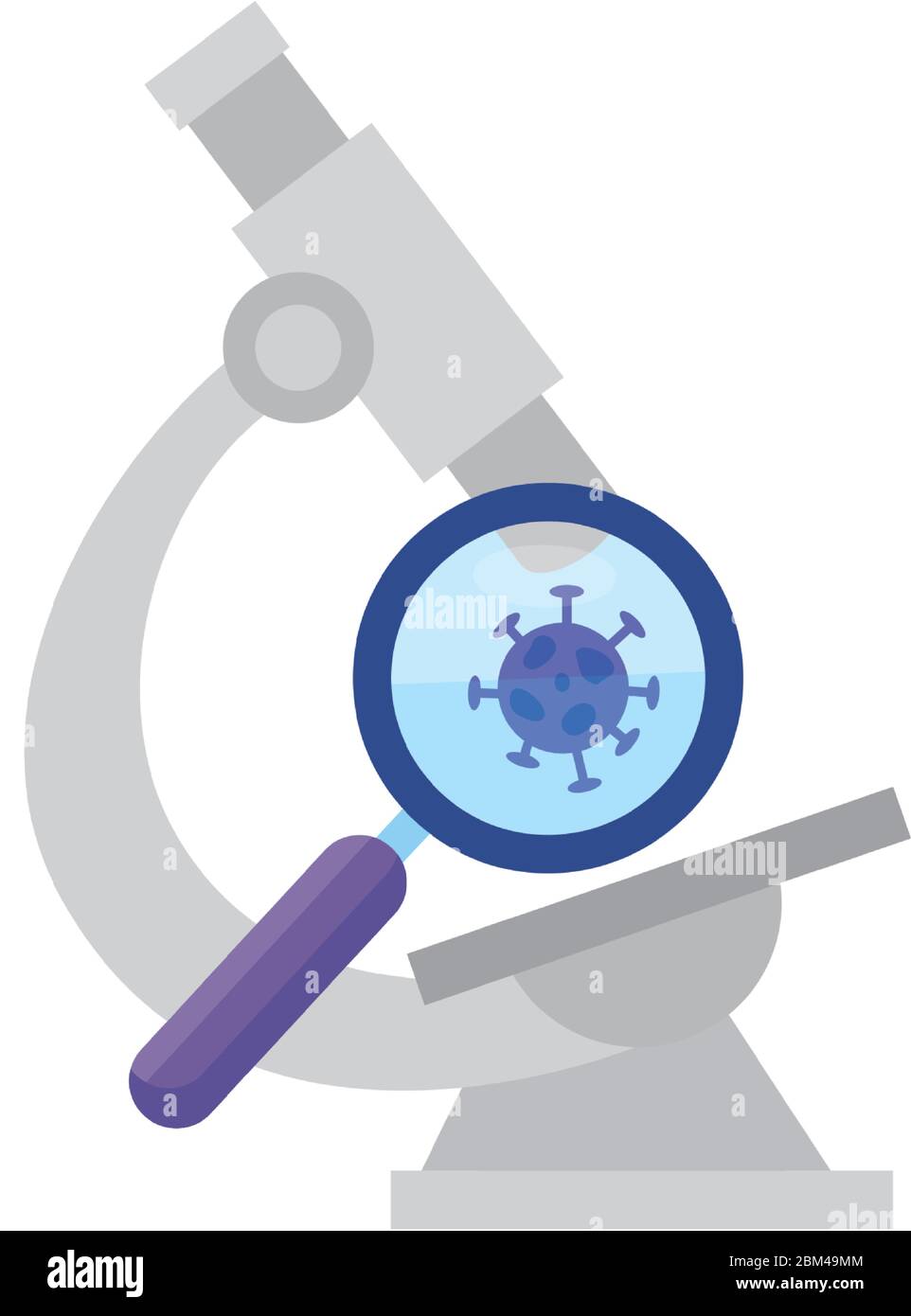 microscope with particle covid 19 and magnifying glass Stock Vector ...