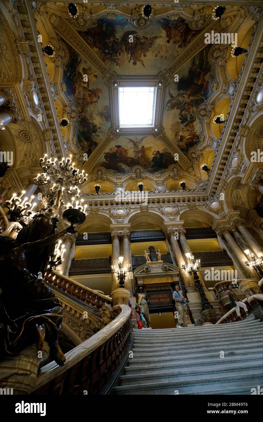 The grand staircase of the Palais Garnier Opera National de Paris.Paris ...