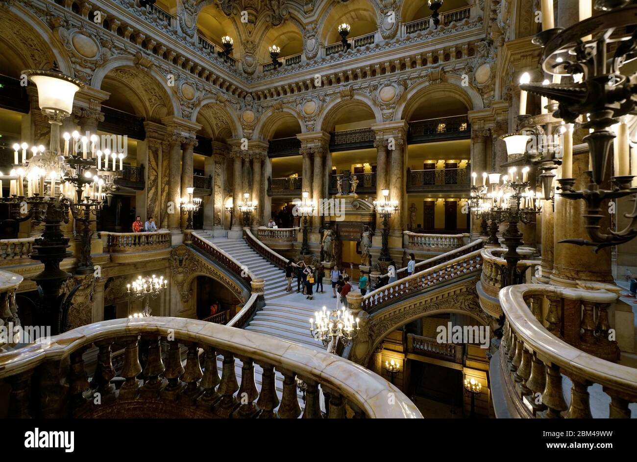 Paris Opera Grand Staircase Paris France May 11 2018 Monumental Stock