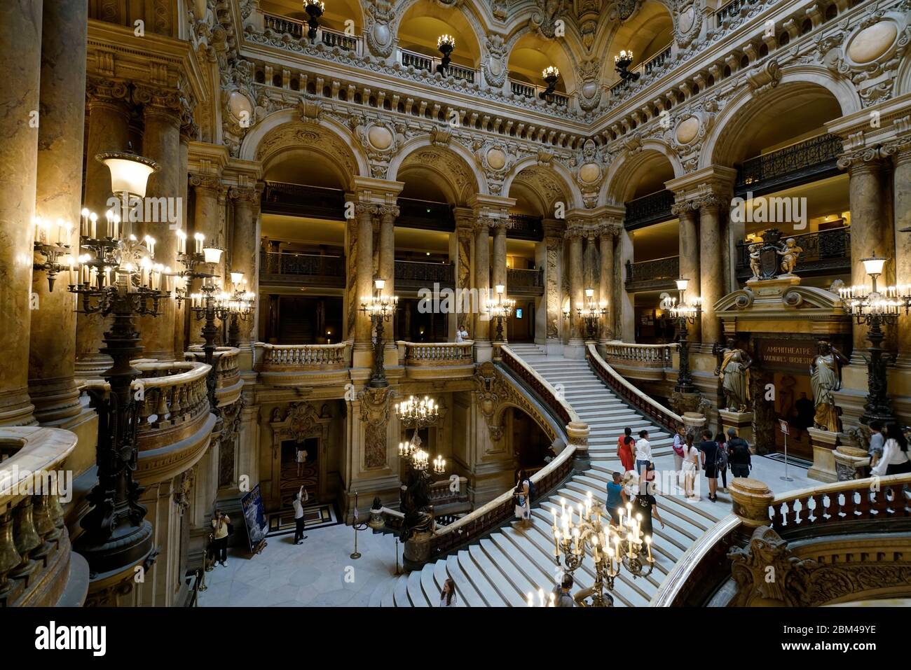 The grand staircase of the Palais Garnier Opera National de Paris.Paris ...